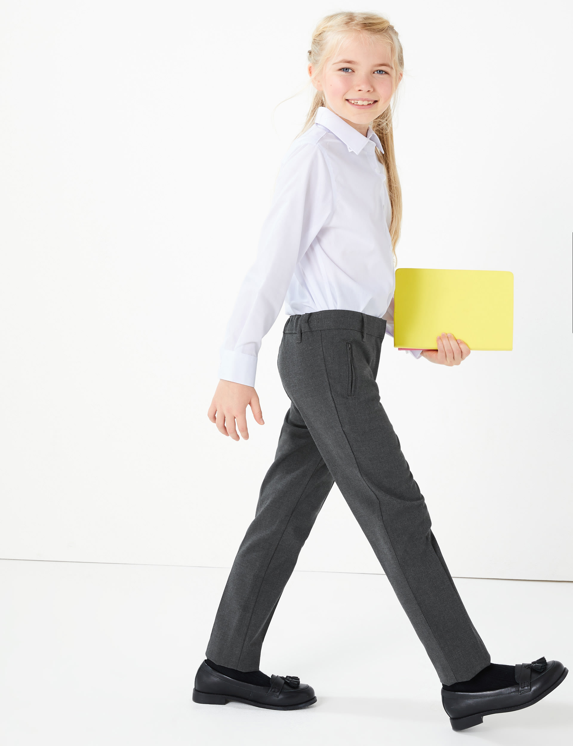 Girls' Slim Leg School Trousers | M&S IE
