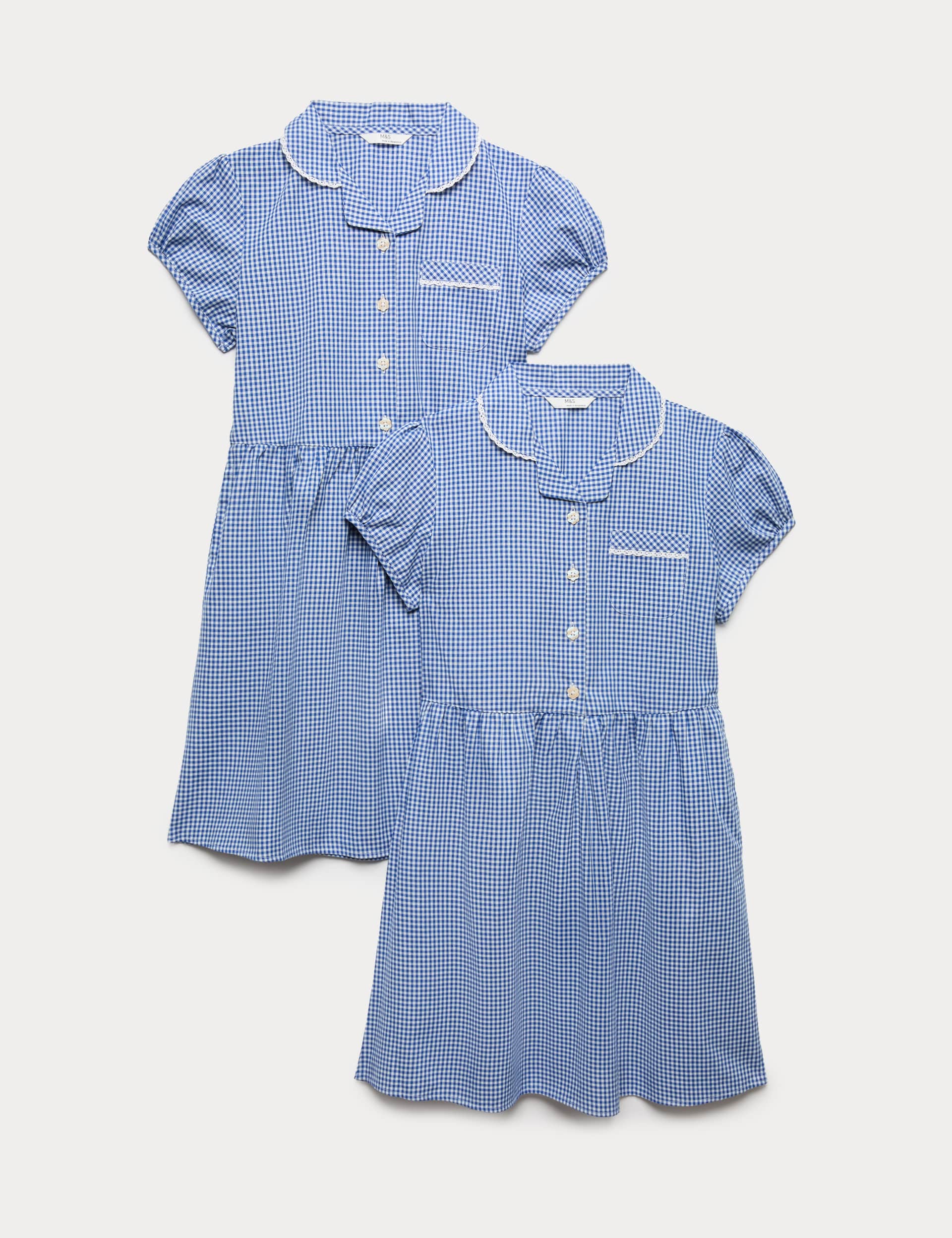 2 PACK GIRLS' PLUS FIT GINGHAM SCHOOL DRESSES (2-15 YRS) | M&S