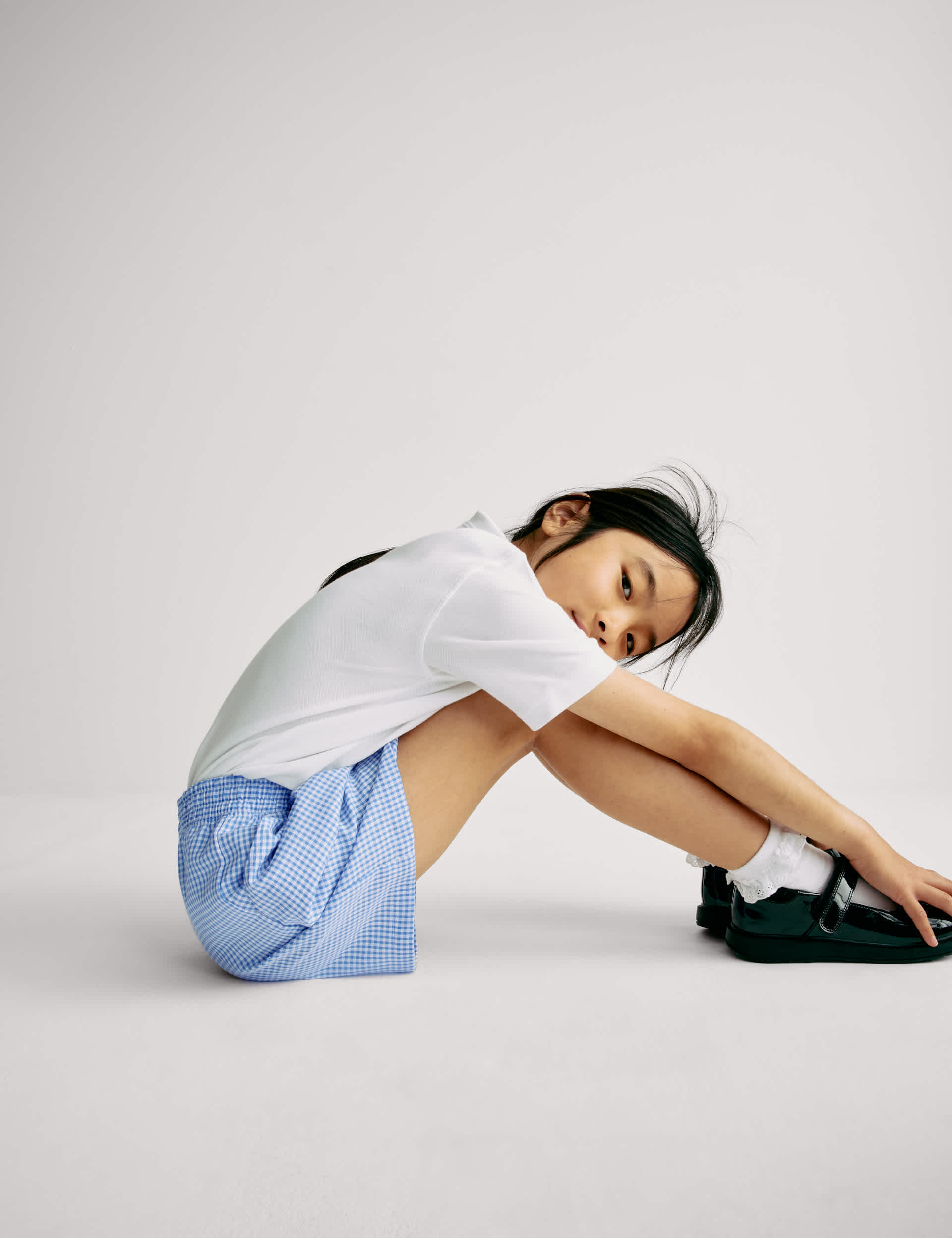 GIRLS' GINGHAM SCHOOL SHORTS (3-14 YRS) | M&S