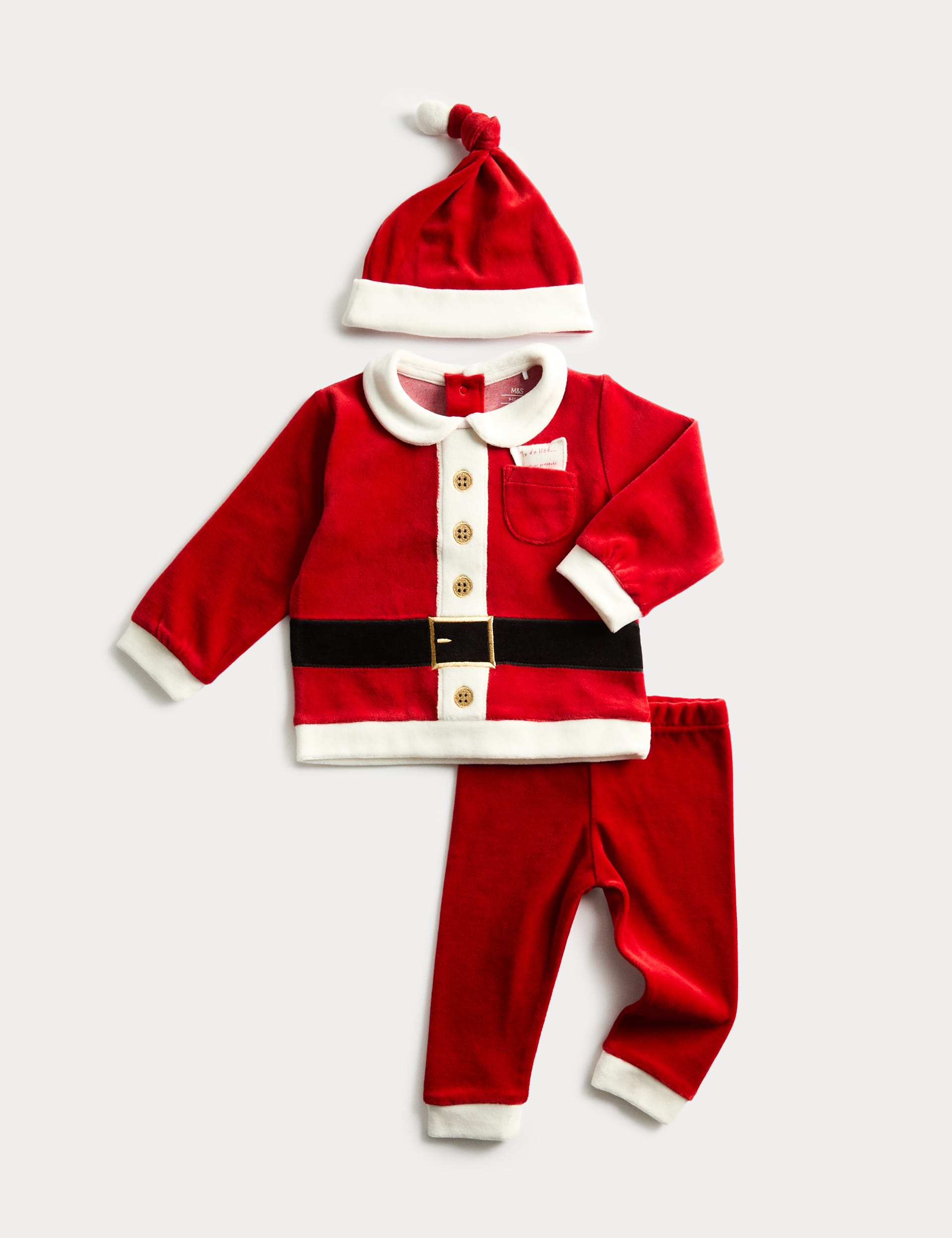 3pc Cotton Rich Santa Outfit with Hat (0-3 Yrs) | M&S | M&S IE