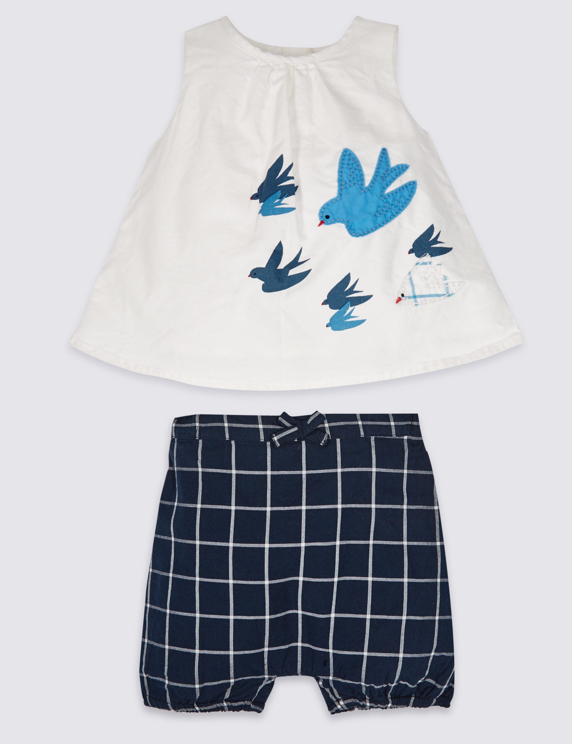 2 Piece Embroidered Top & Shorts Outfit | M&S