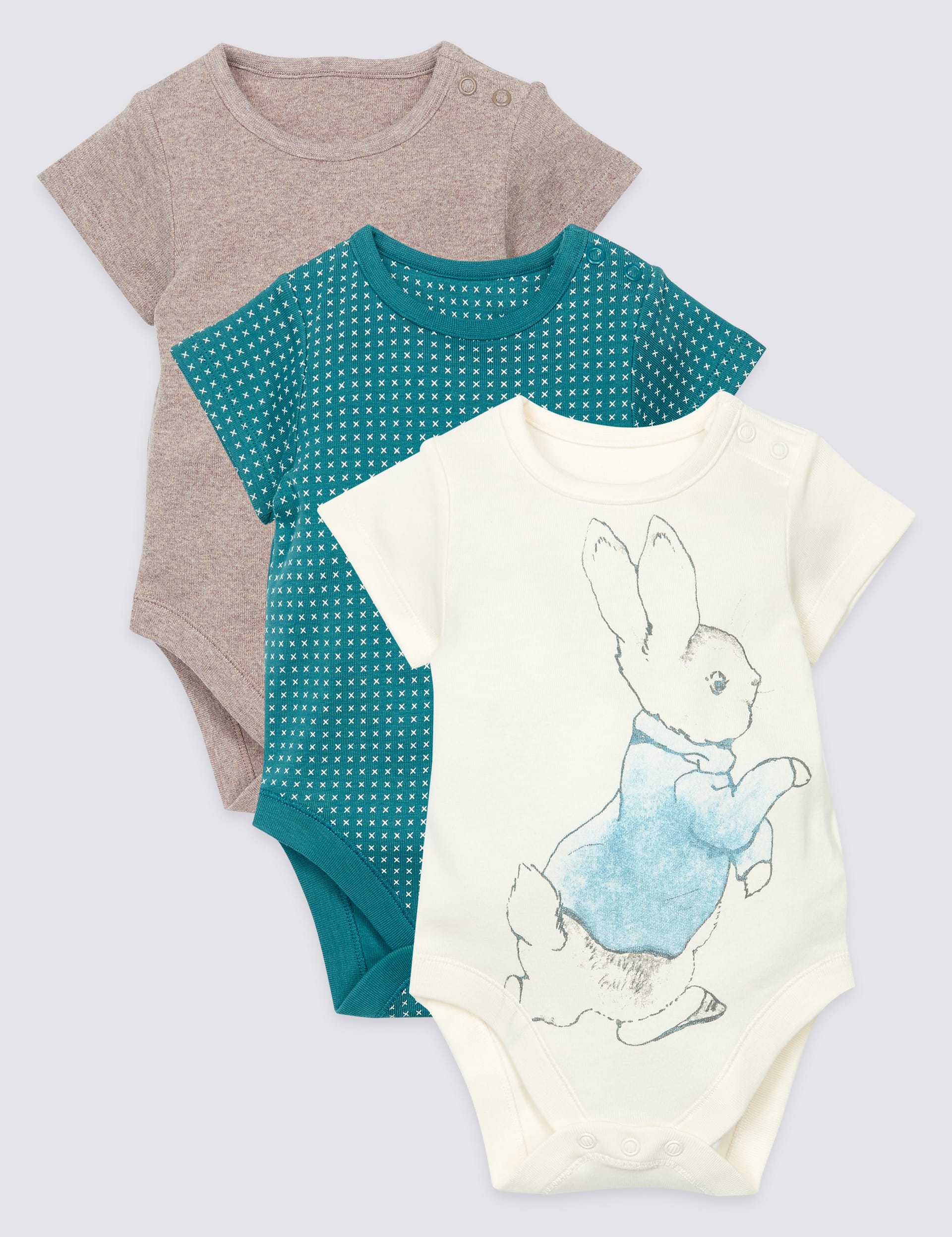 3 Pack Peter Rabbit™ Pure Cotton Bodysuits | M&S