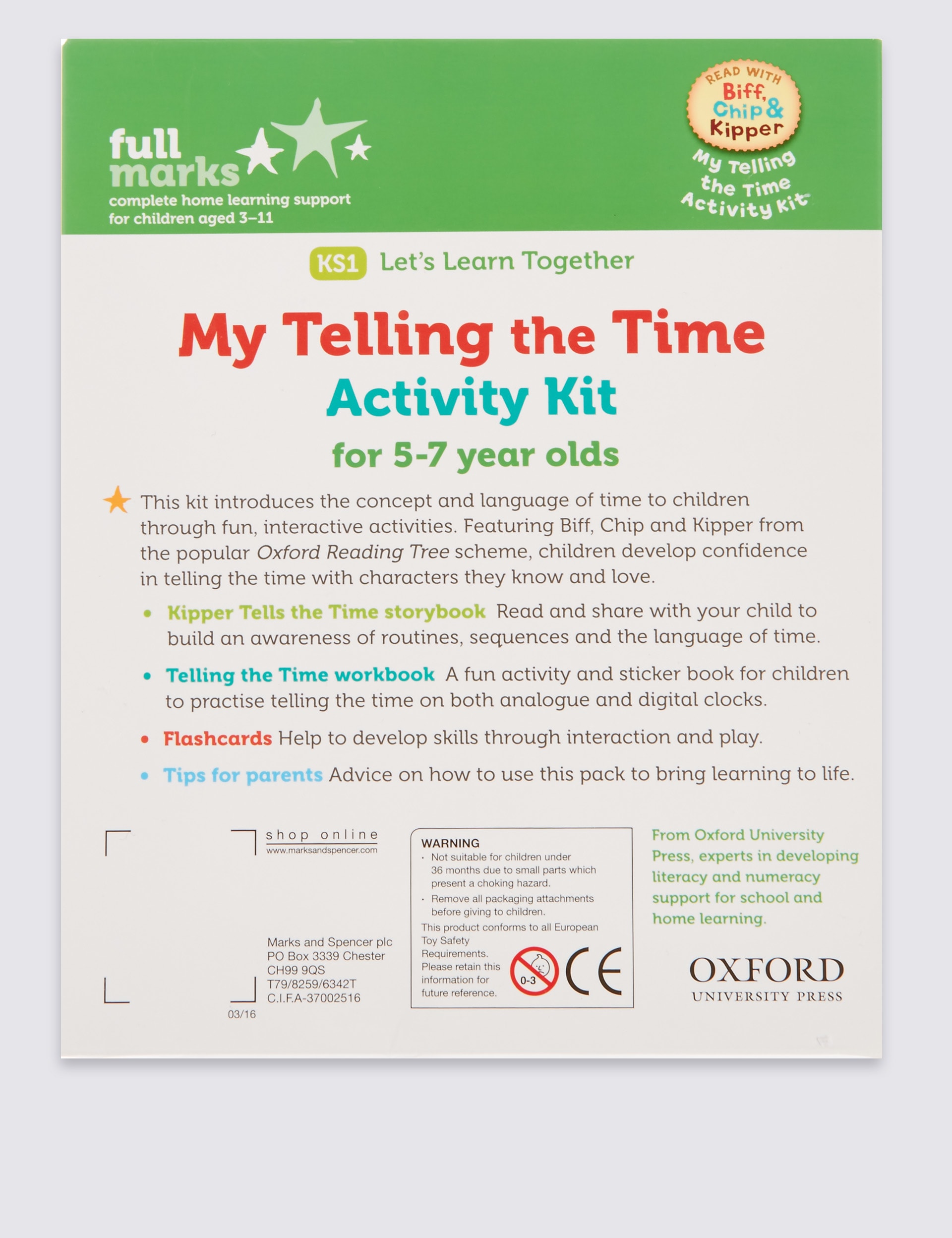 My Telling The Time Activity Kit Book | M&S