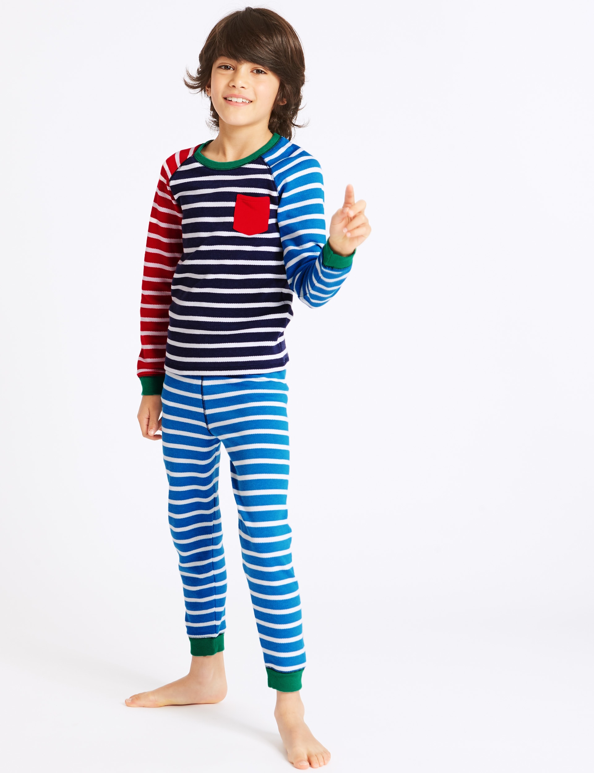 Cotton Blend Striped Thermal Set (18 Months - 16 Years) | M&S