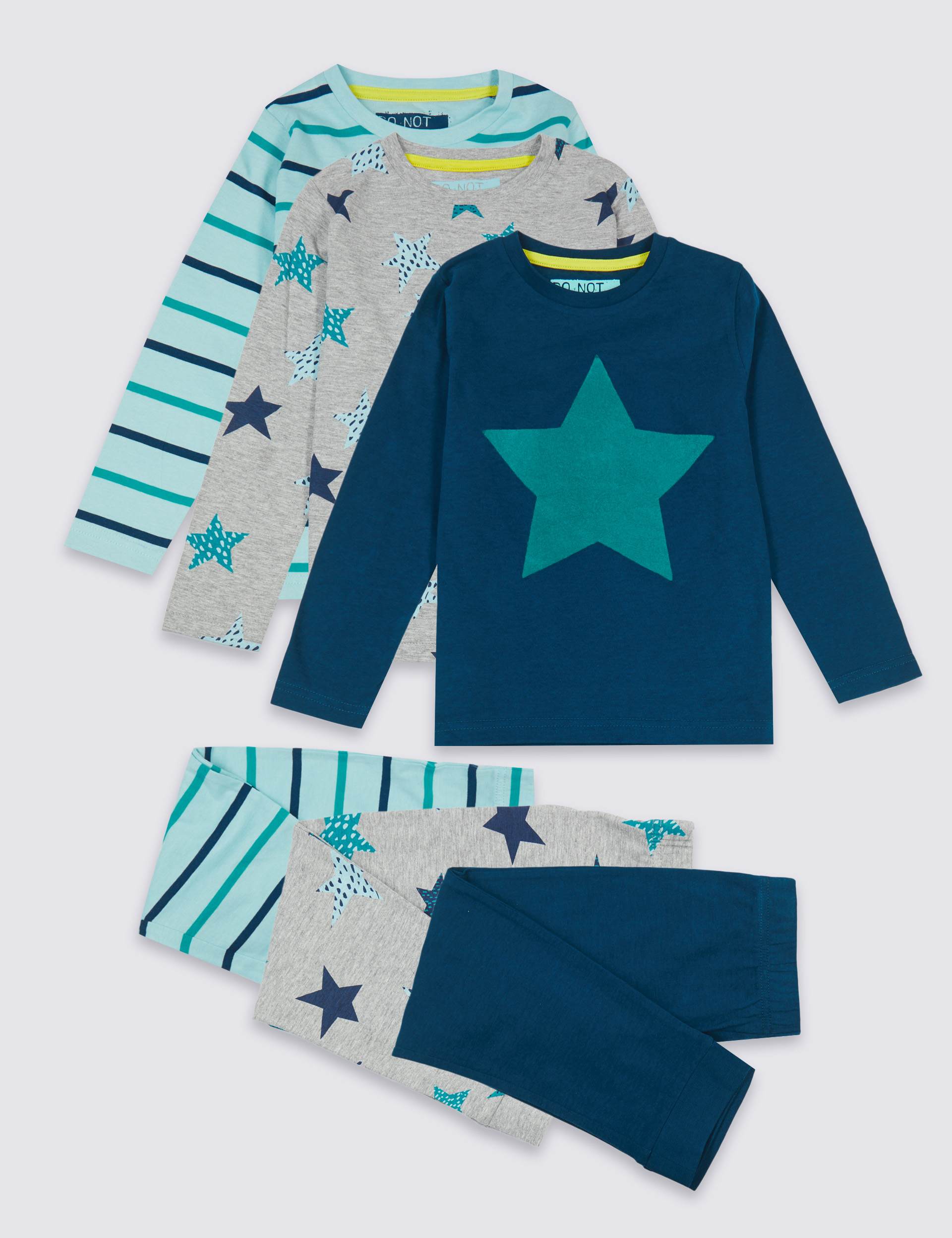 3 Pack Star Pyjamas (18 Months - 7 Years) | M&S IE