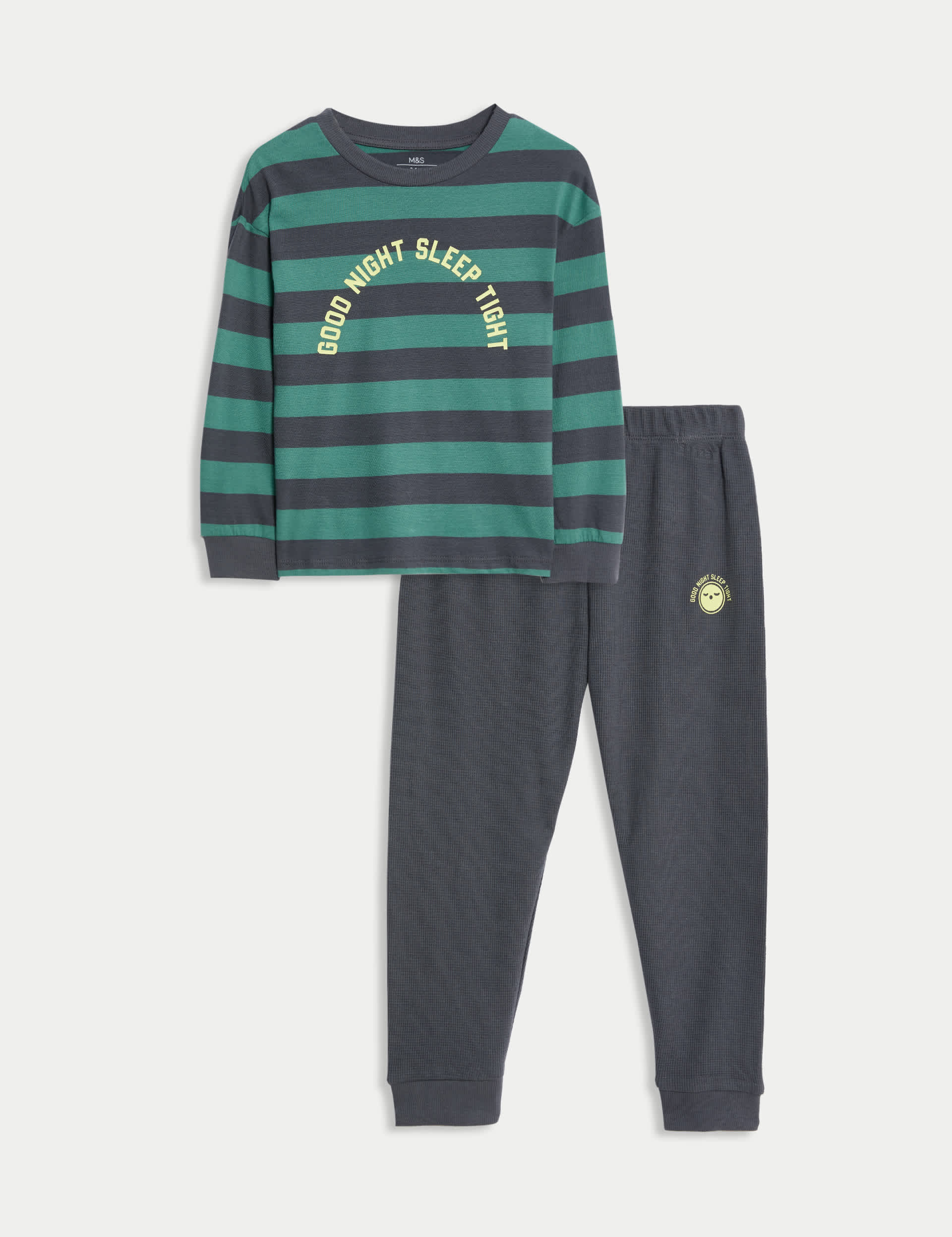 Pure Cotton Slogan Striped Pyjamas (12 Mths-8 Yrs) | M&S | M&S