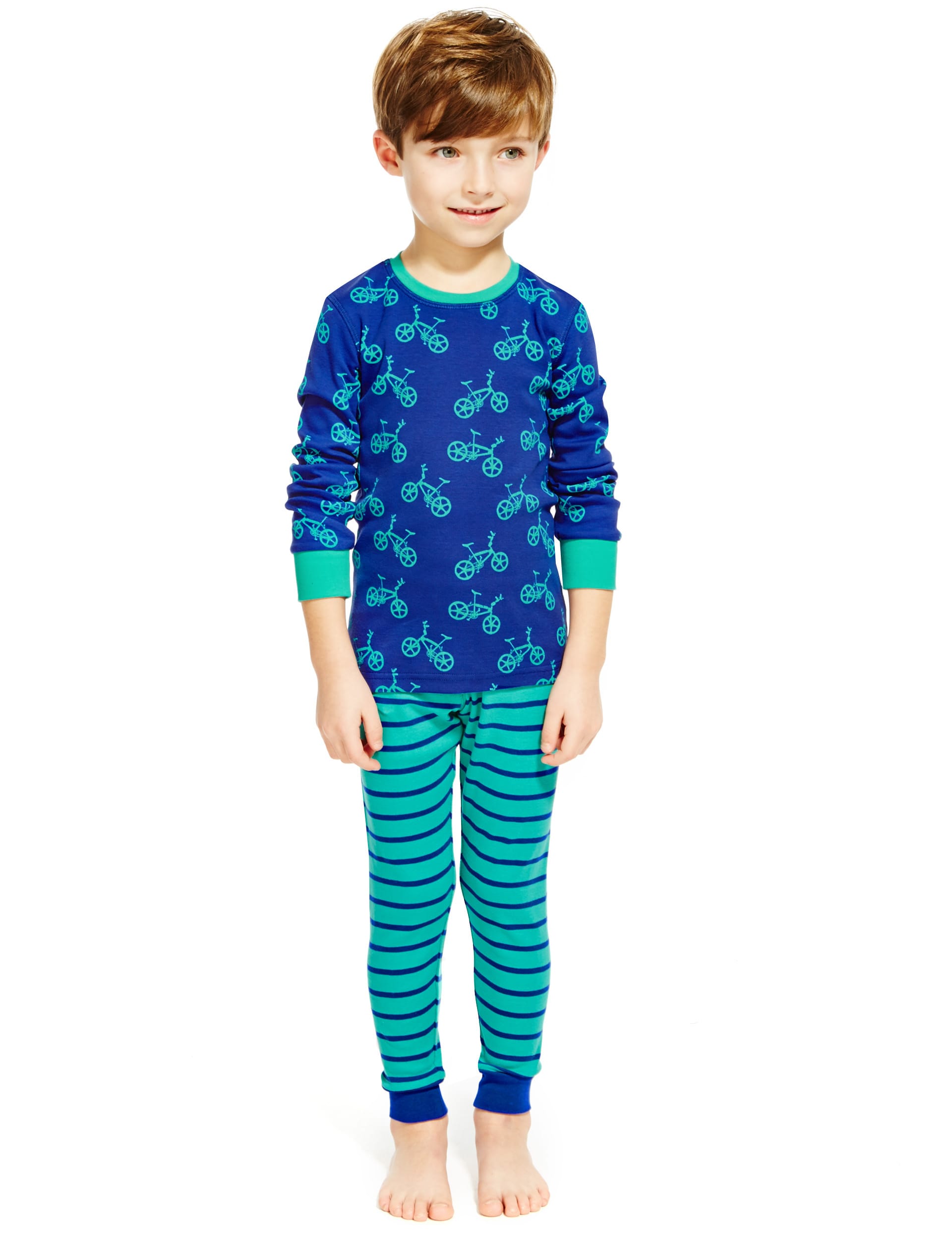 2 Pack Pure Cotton Stay Soft Bike & Striped Pyjamas (1-8 Years) | M&S
