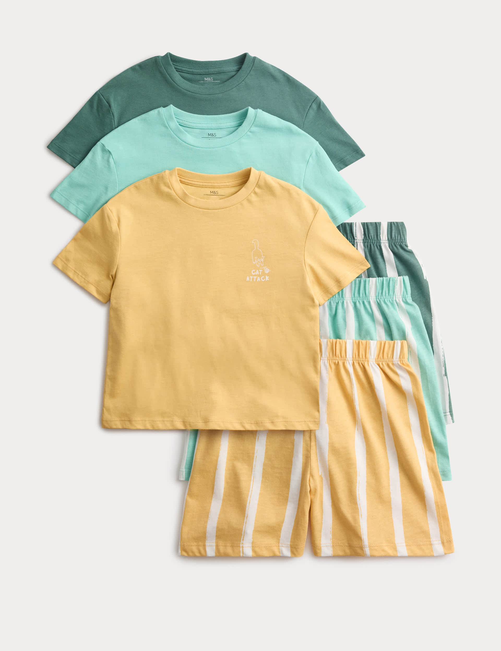 3 Pack Cotton Rich Animal Pyjama Sets (1-8 Yrs) | M&S