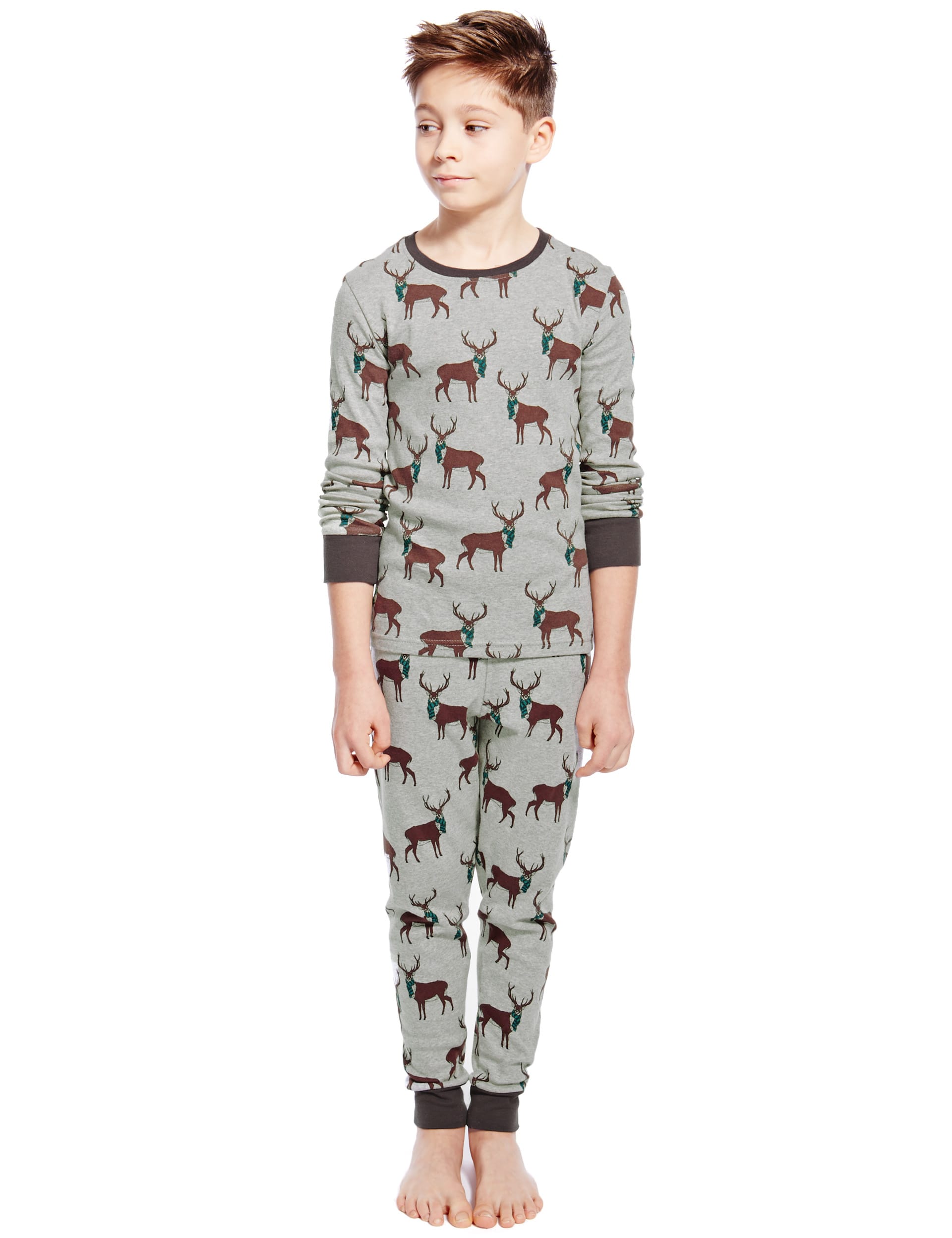 Pure Cotton Stay Soft Stag Print Pyjamas (6-16 Years) | M&S