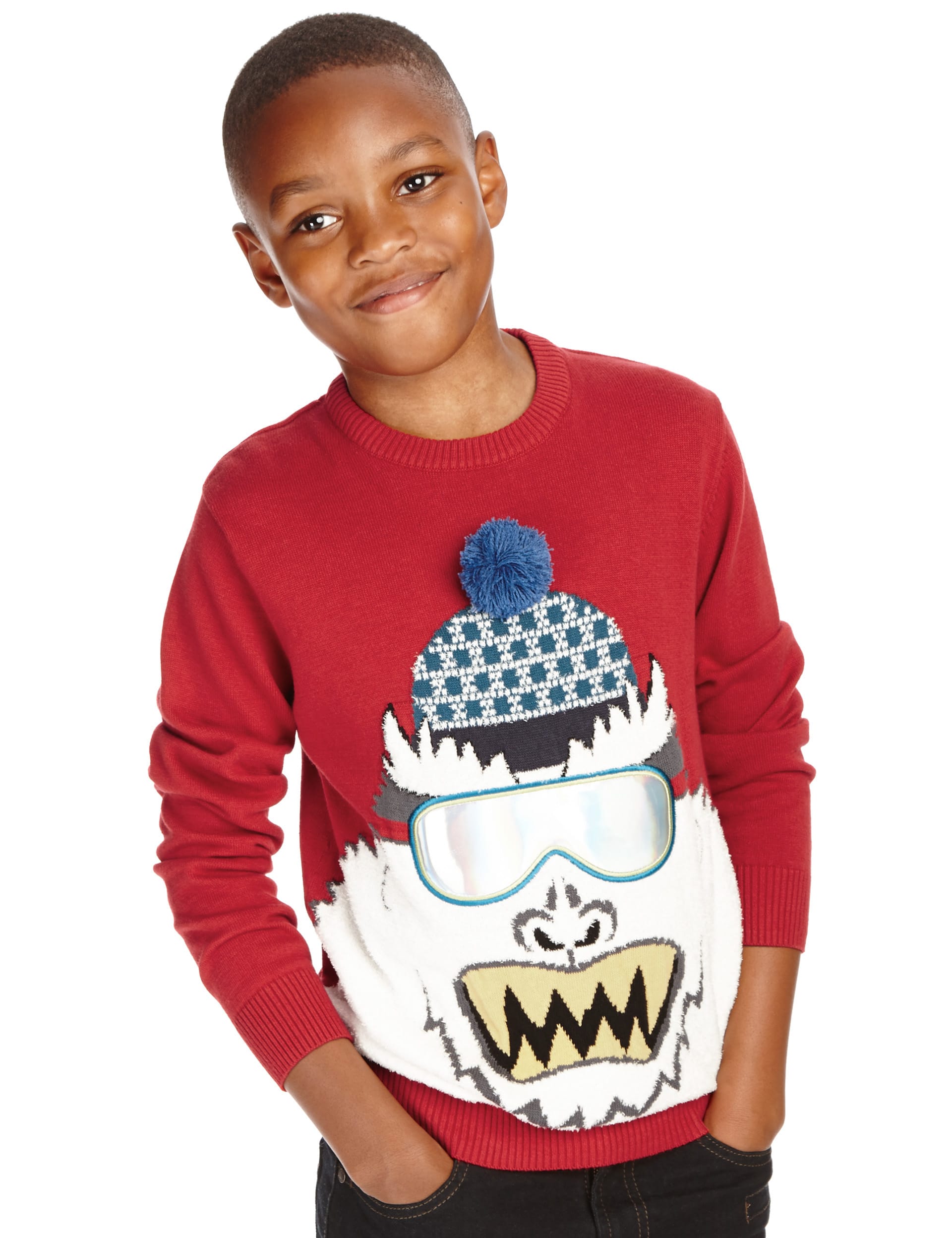 Cotton Rich Snow Yeti Christmas Jumper (5-14 Years) | M&S