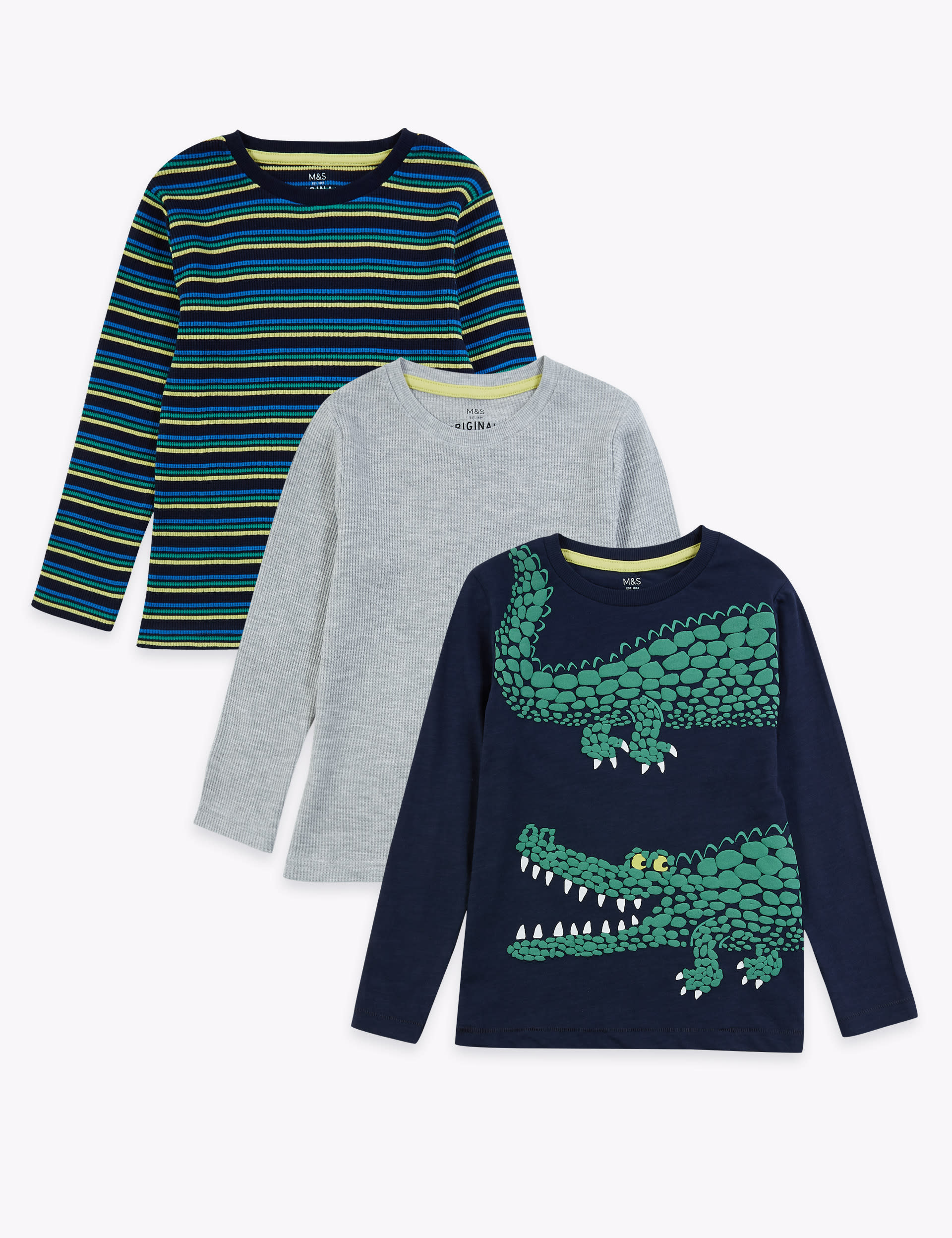 3 Pack Cotton Crocodile Print Top (2-7 Years) | M&S IE