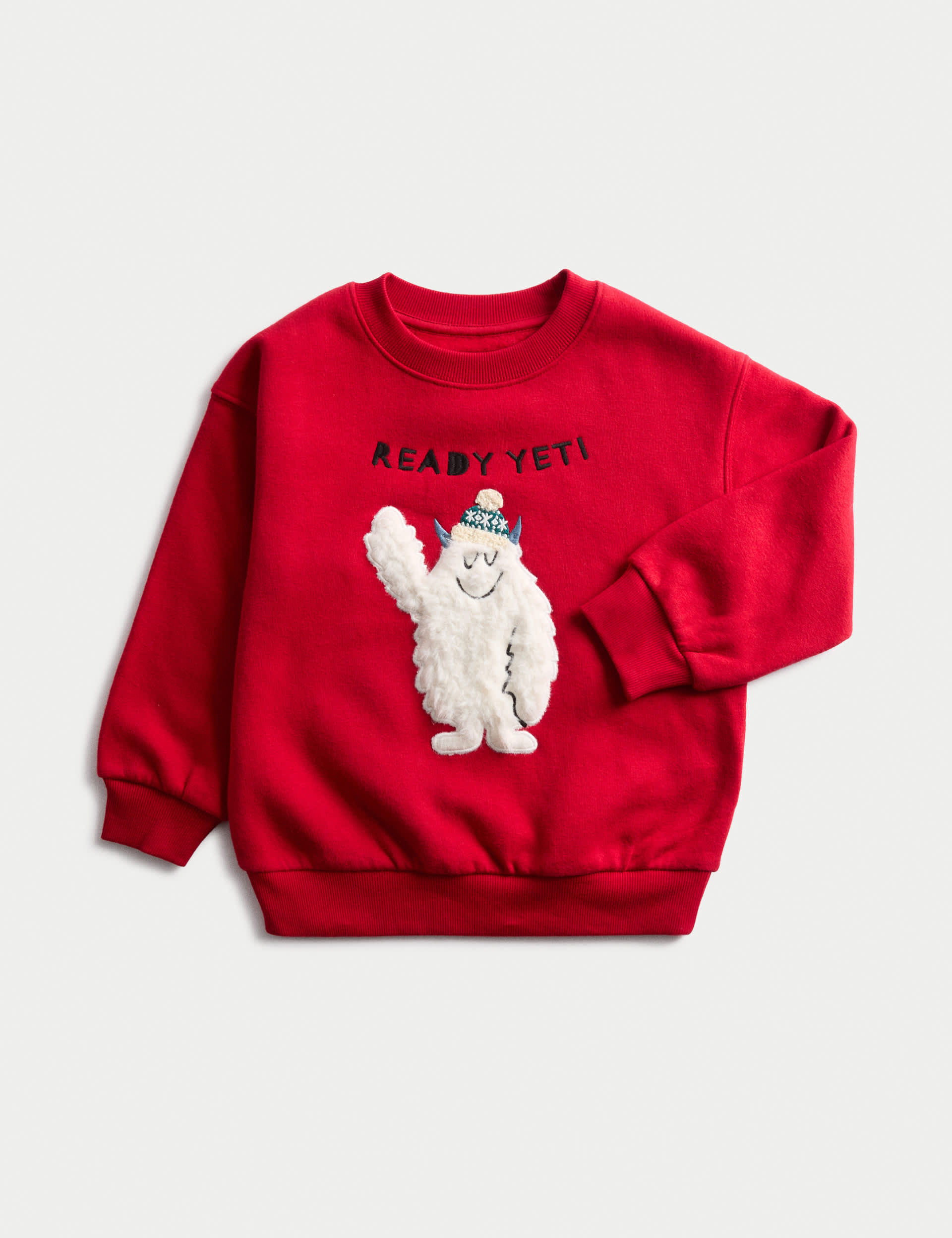Cotton Rich Yeti Christmas Sweatshirt (2-8 Yrs) | M&S | M&S