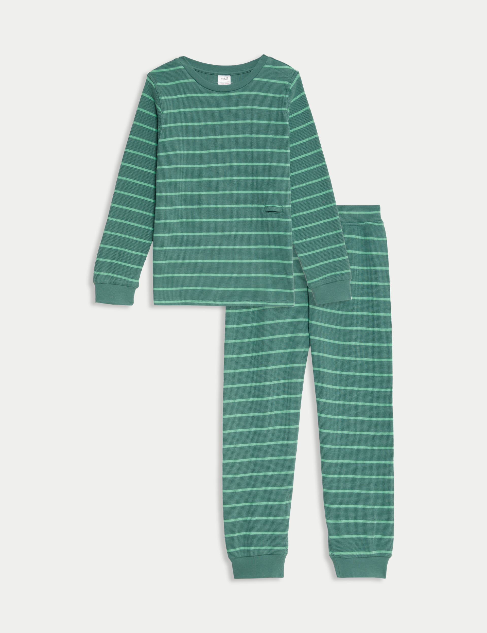 Adaptive Pure Cotton Striped Waffle Pyjamas (1-16 Yrs) | M&S | M&S