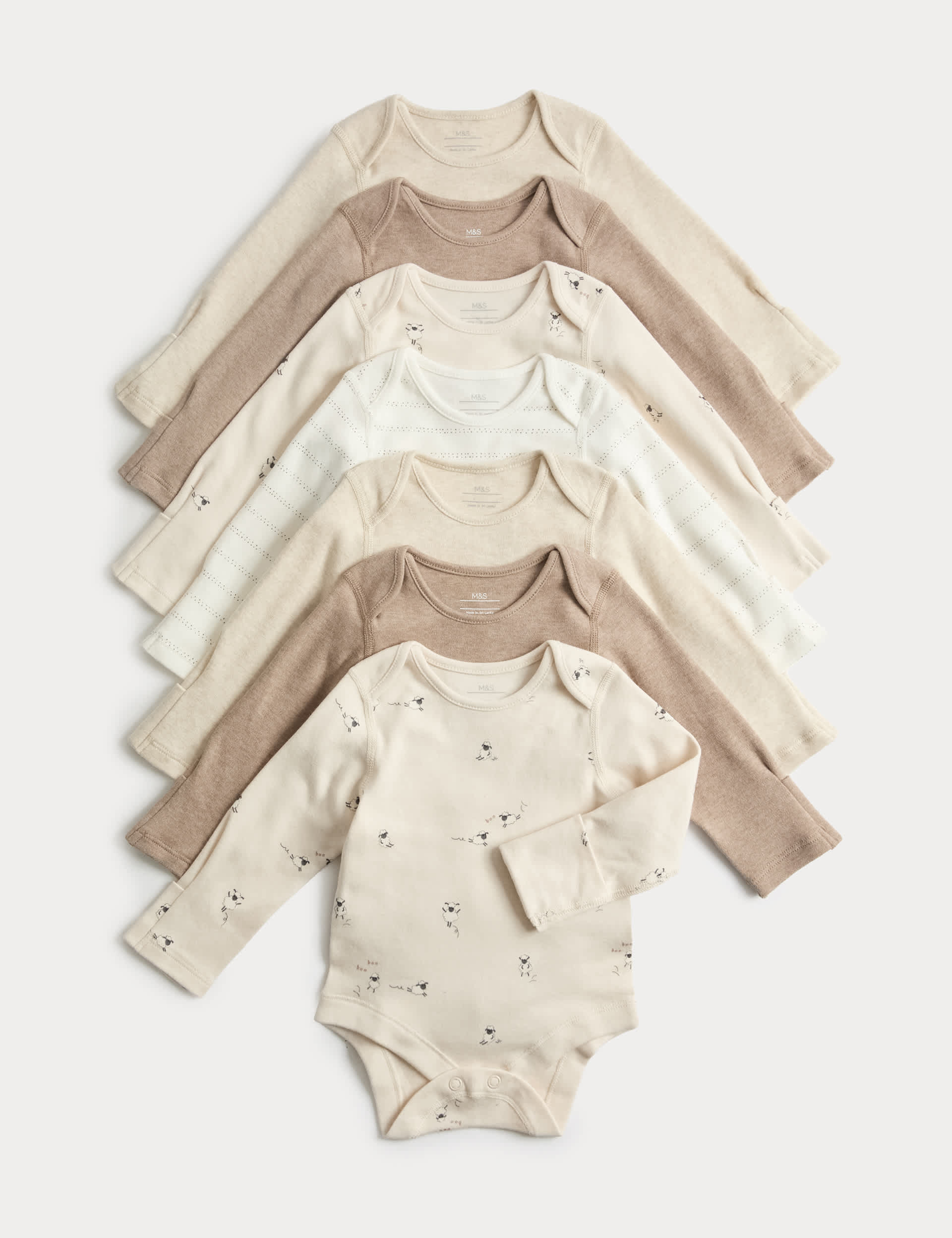 7 Pack Pure Cotton Bodysuits (5lbs-3 Yrs) | M&S