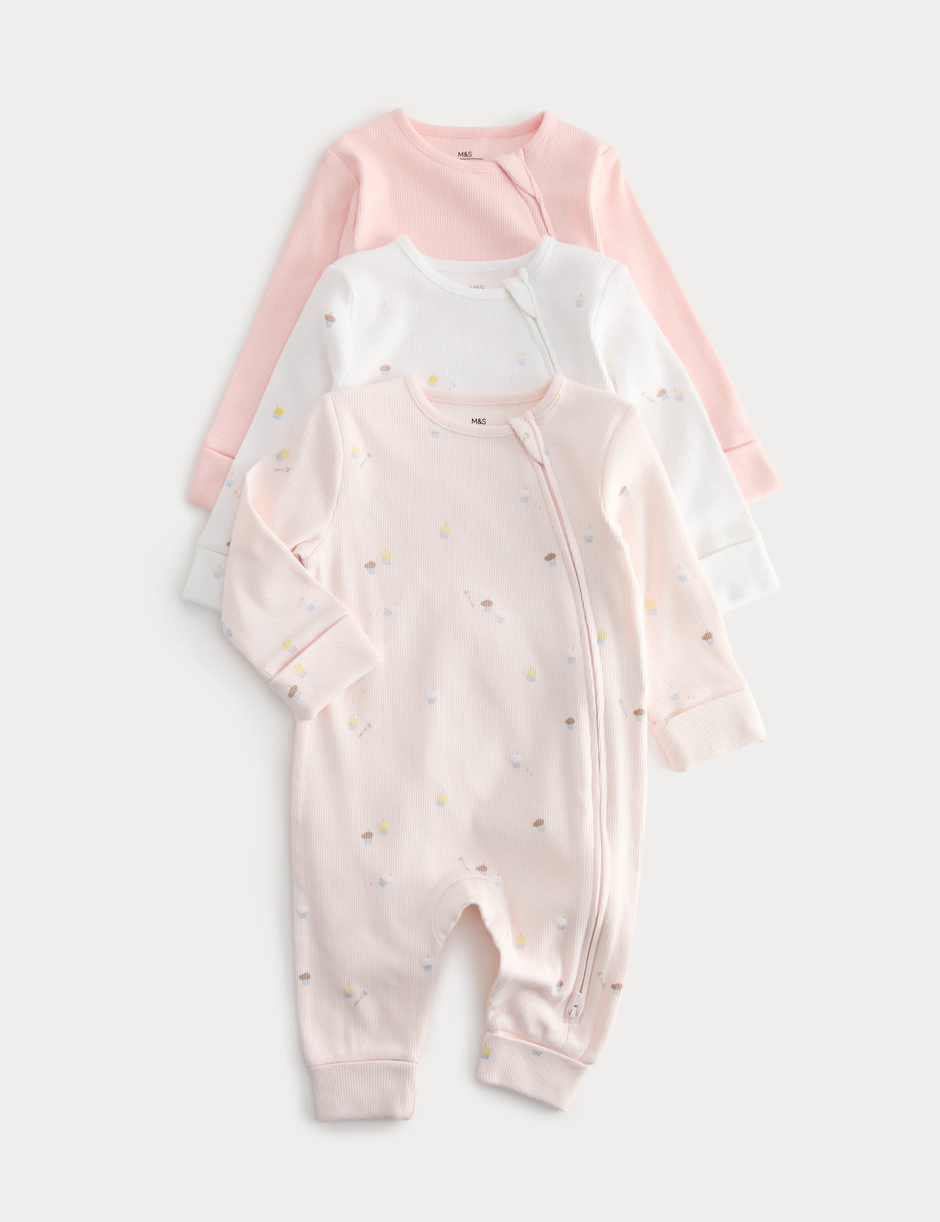 3 Pack Cotton Rich Sleepsuits (7lbs-3 Yrs) | M&S