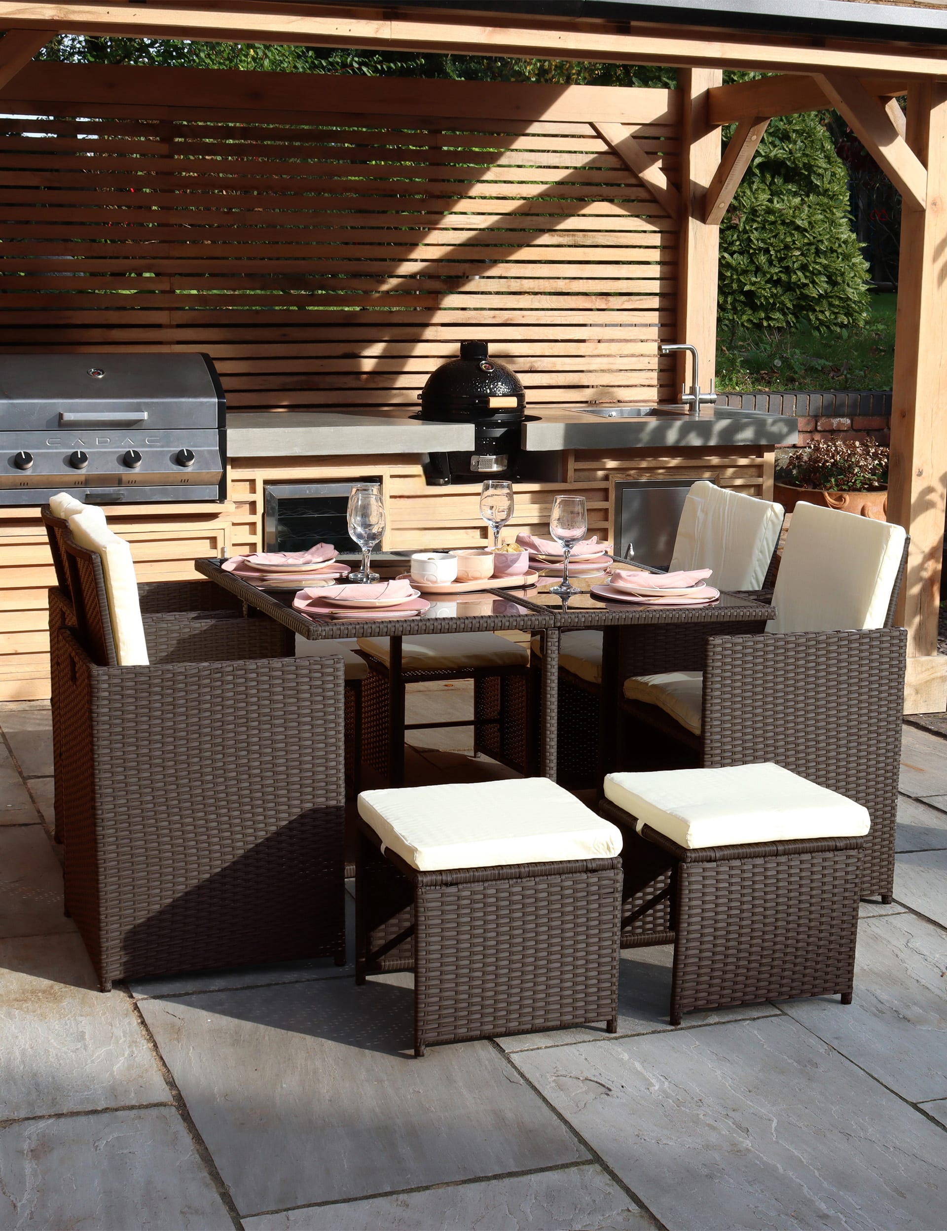 Cannes 8 Seater Rattan Garden Cube Dining Set | Royalcraft | M&S