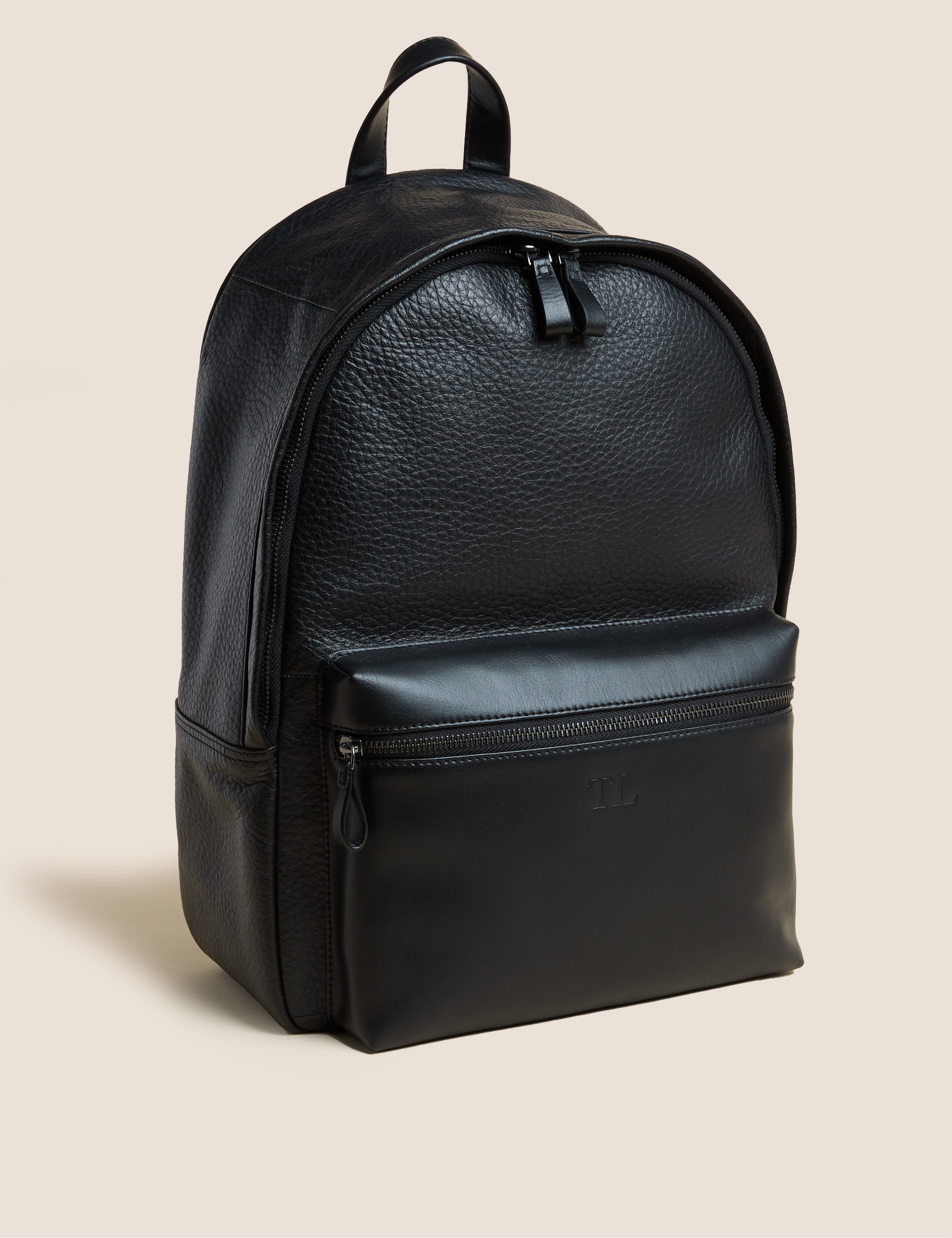 Personalised Pebble Grain Leather Backpack | M&S | M&S