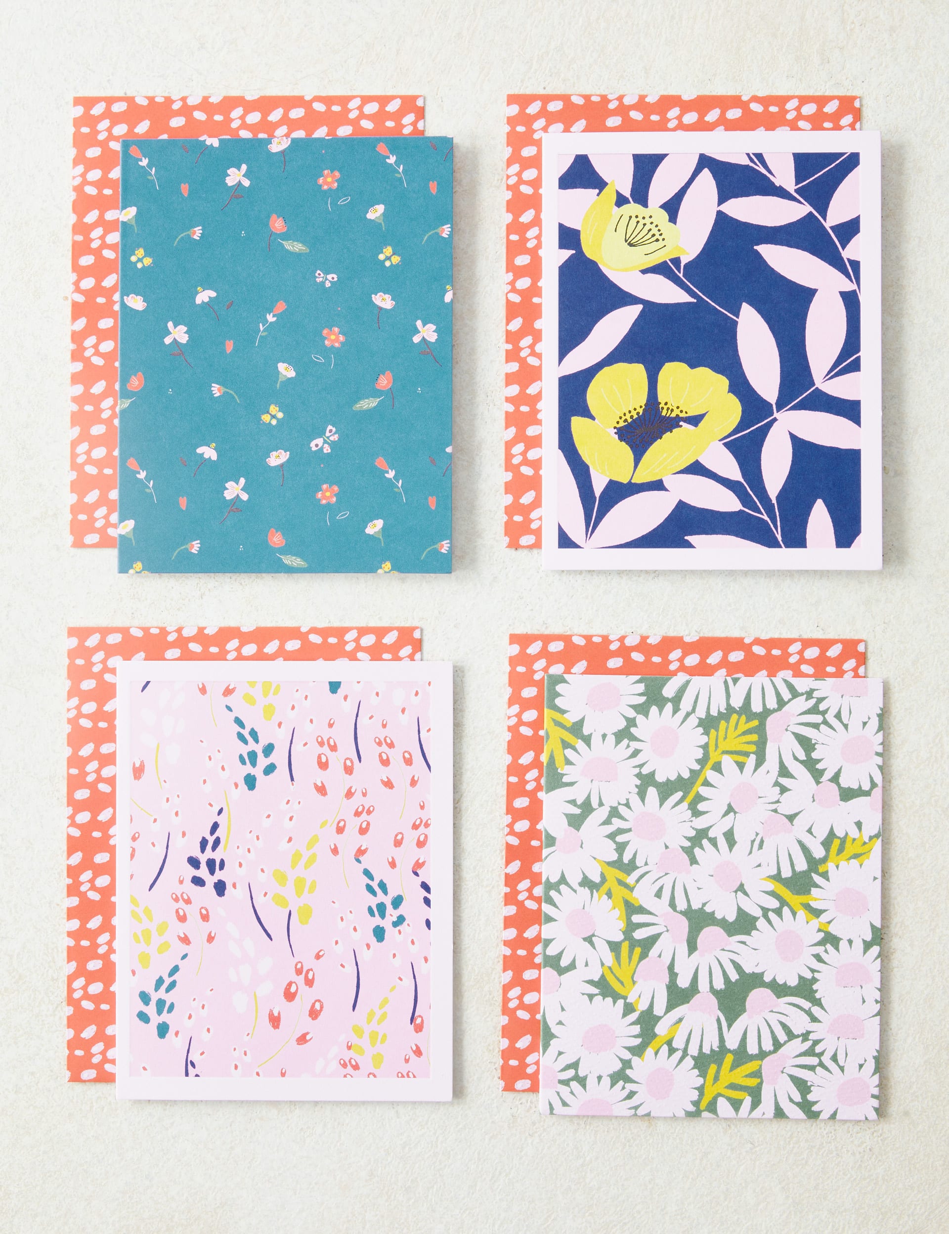 Pack of Contemporary Floral Blank Cards - 12 Cards in 4 Designs | M&S