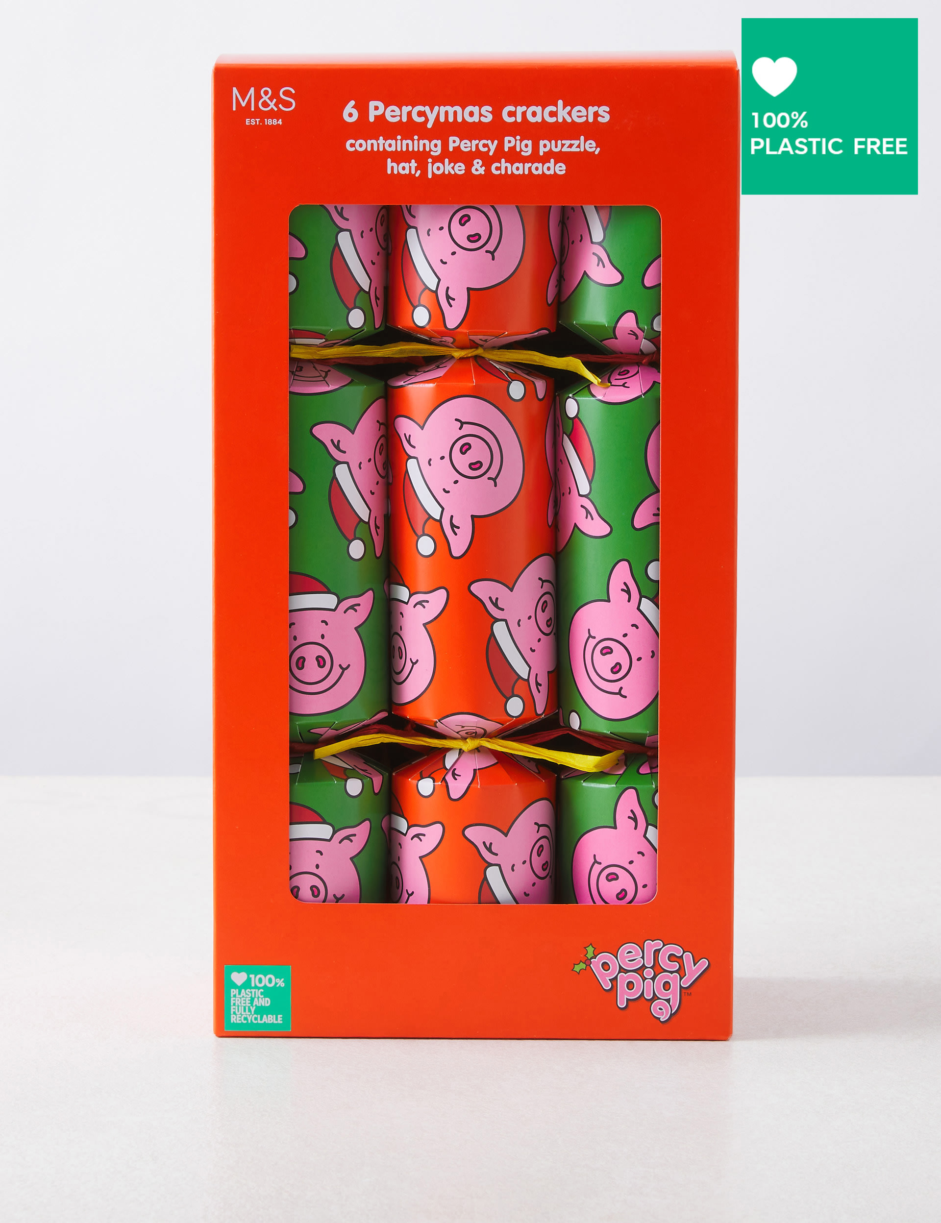 Percy Pig™ Recyclable Christmas Crackers - Pack of 6 in 2 Designs | M&S IE