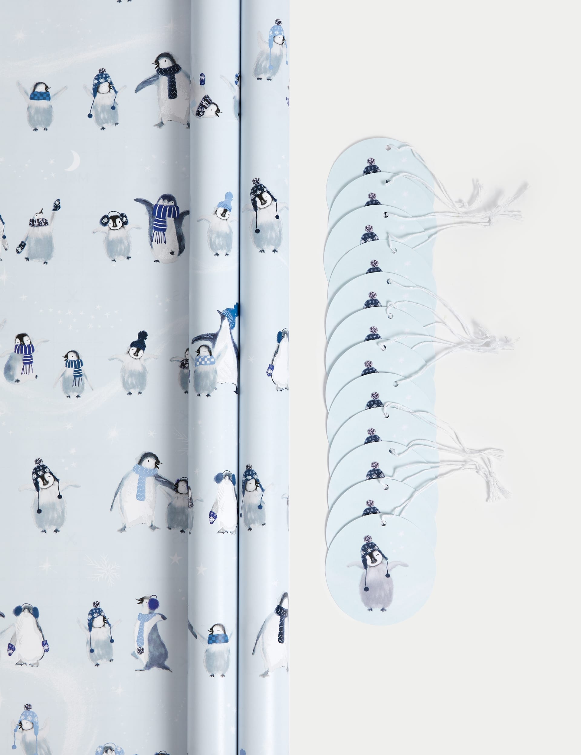 Cute Penguin 6M Christmas Gift Wrap & 12 Gift Tags Pack | M&S