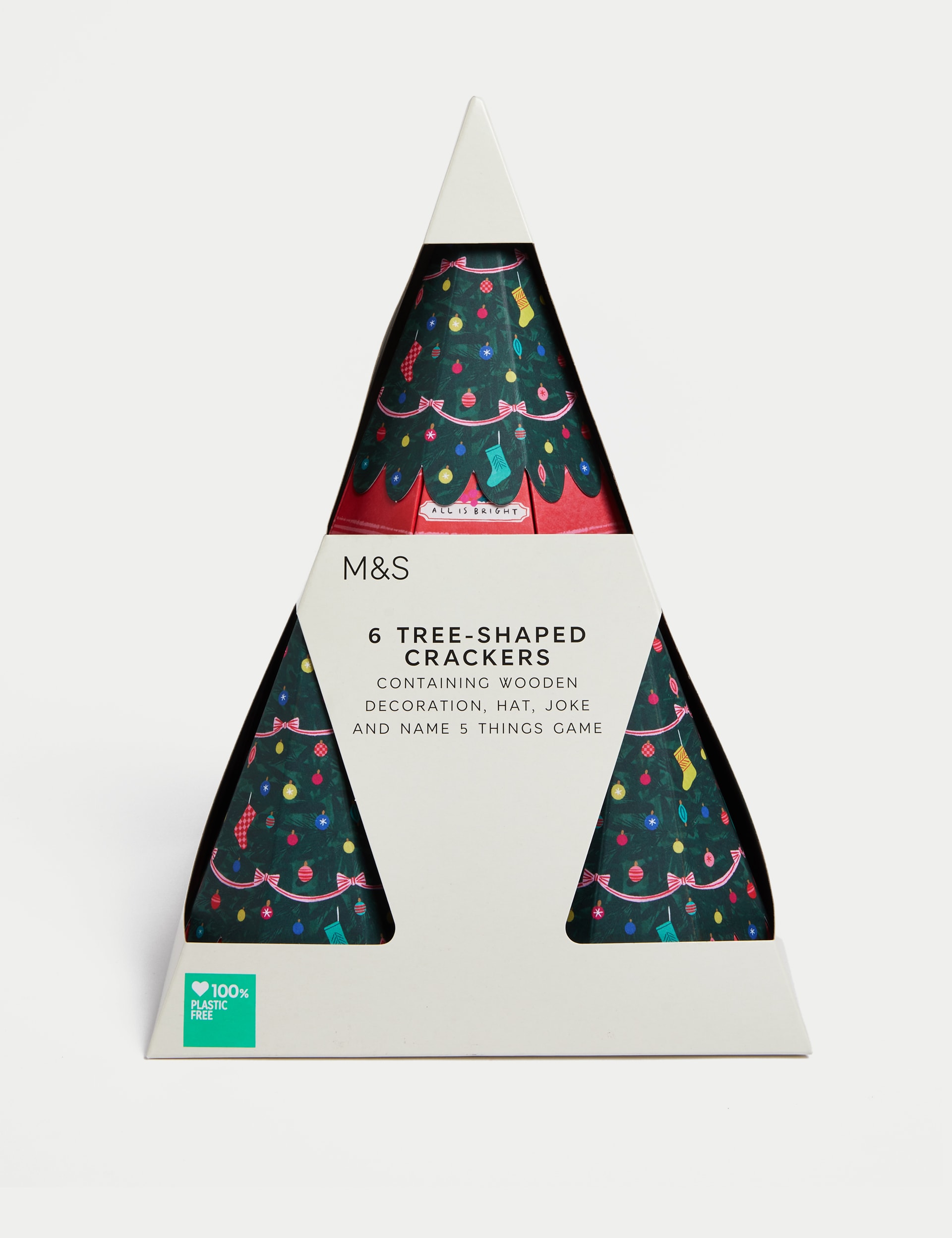 6 Festive Tree-Shaped Christmas Crackers | M&S