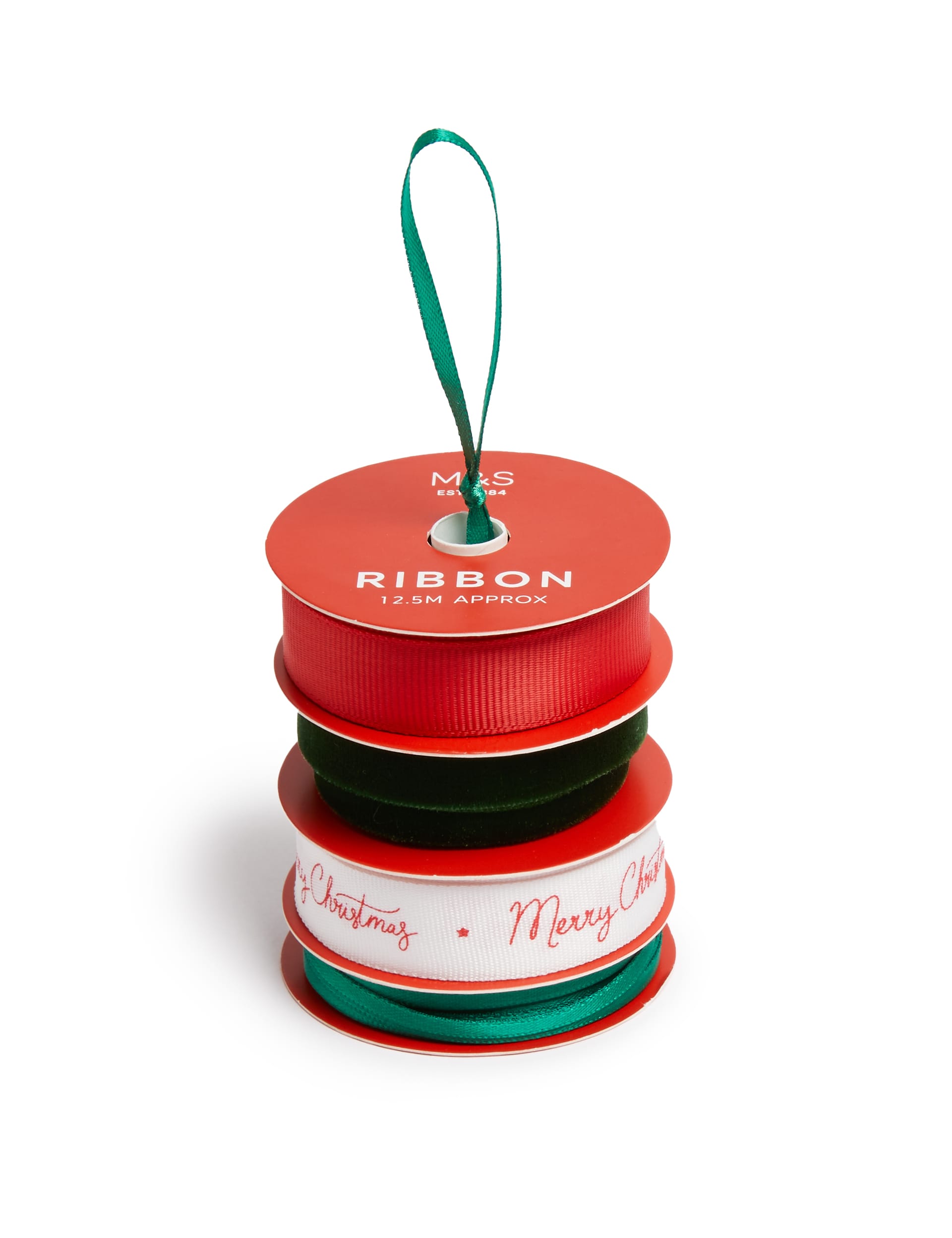 Christmas Heritage Ribbon Pack - 4 Designs in Red, Green & White | M&S