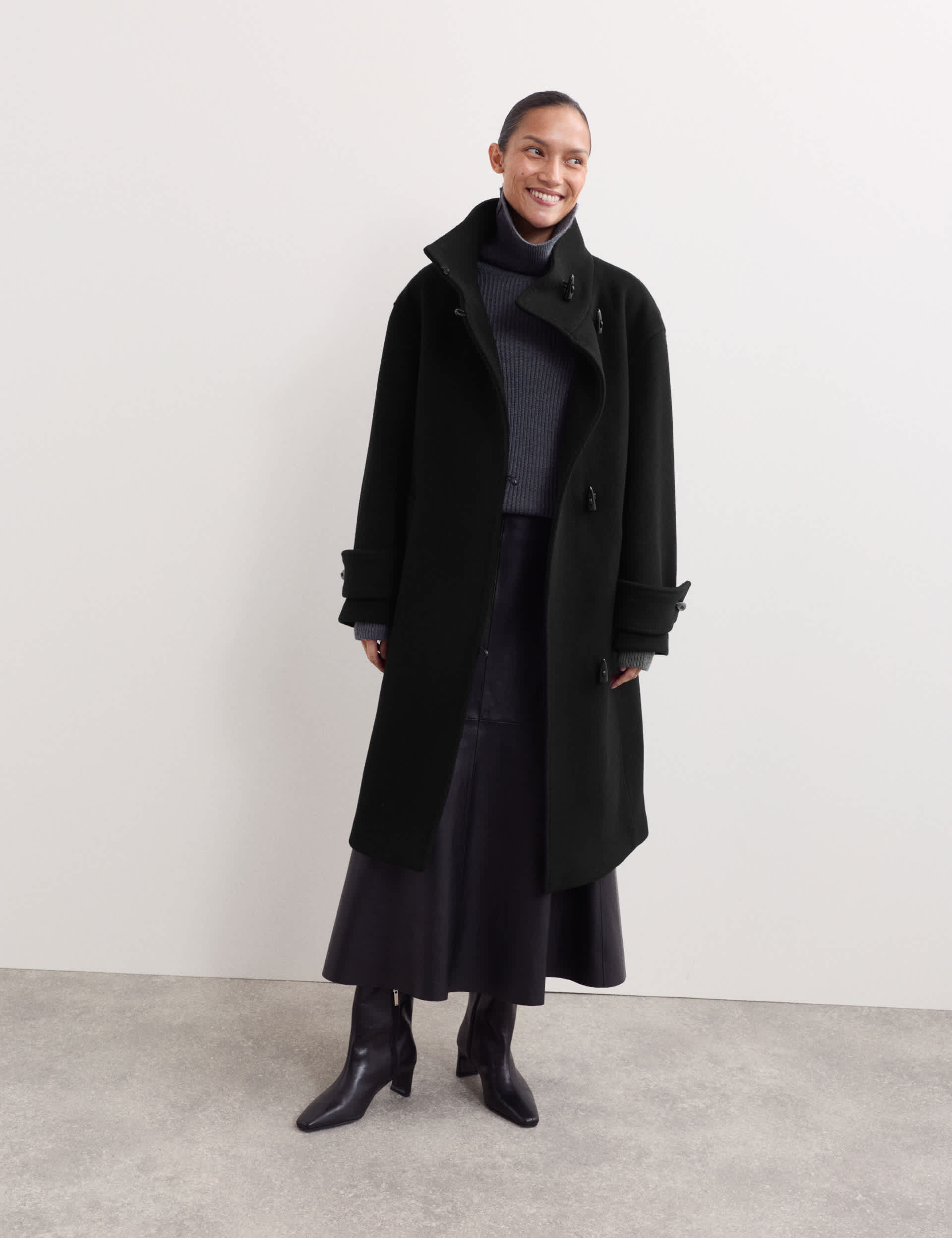 Pure Wool Funnel Neck Duffle Coat | JAEGER | M&S