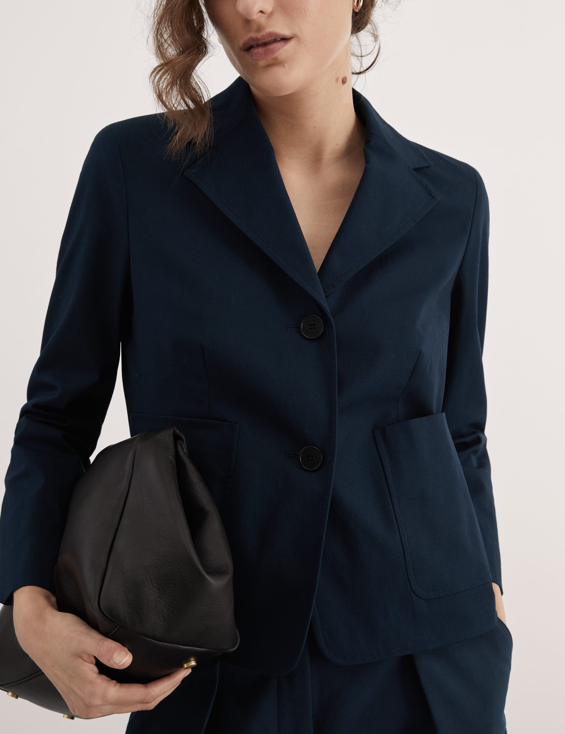 Relaxed Cotton Stretch Cropped Blazer | JAEGER | M&S