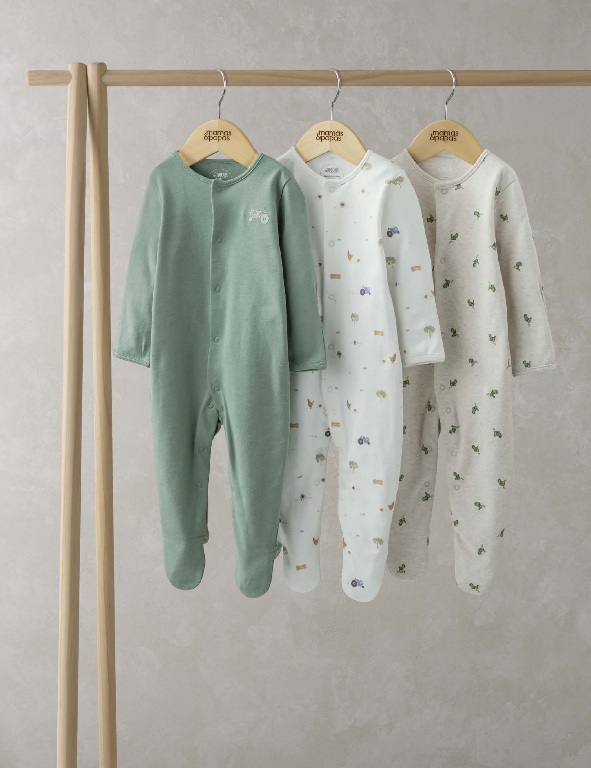 3 Pack Pure Cotton Sleepsuits (0-24 Mths) | Mamas & Papas | M&S