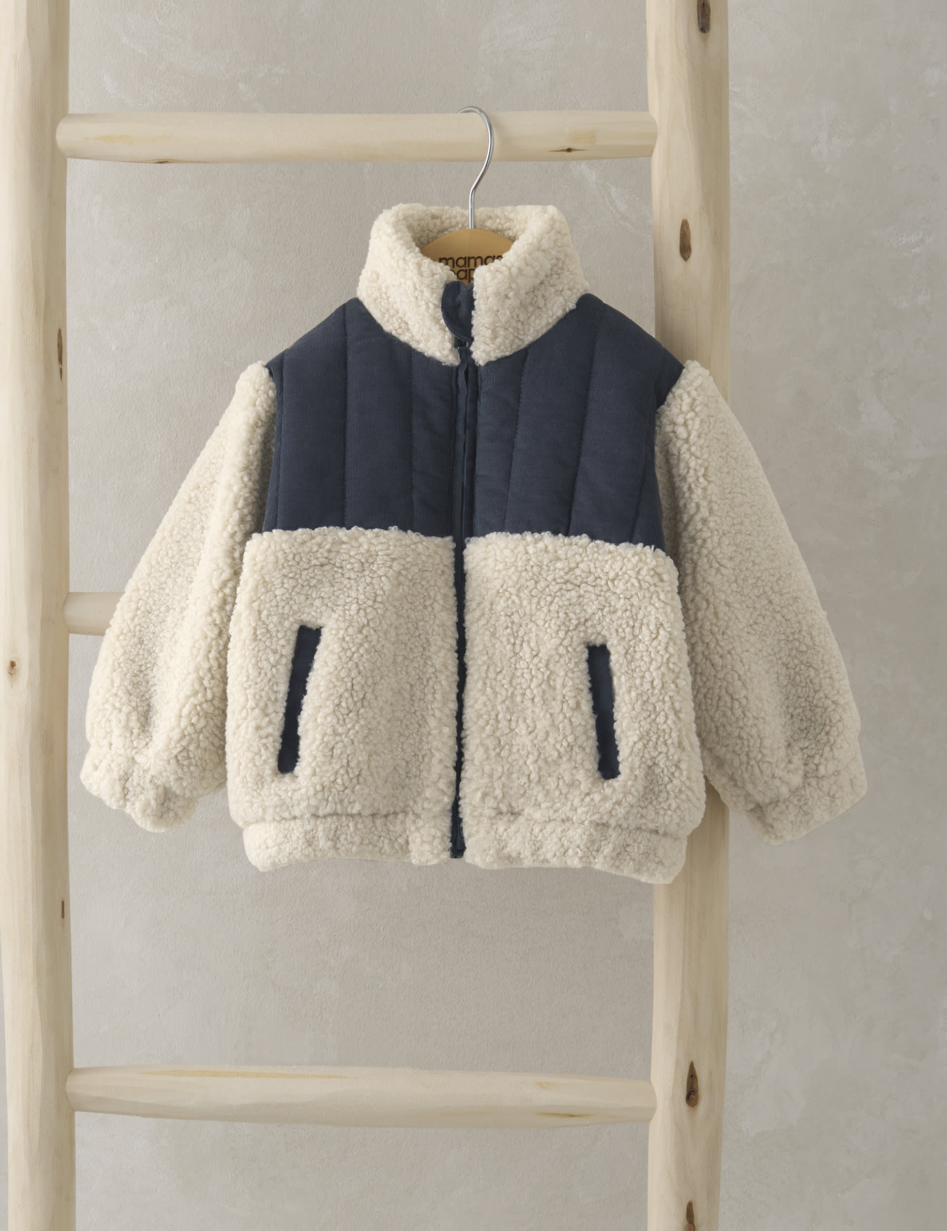 Borg Quilted Zip Jacket (3 Mths-3 Yrs) | Mamas & Papas | M&S