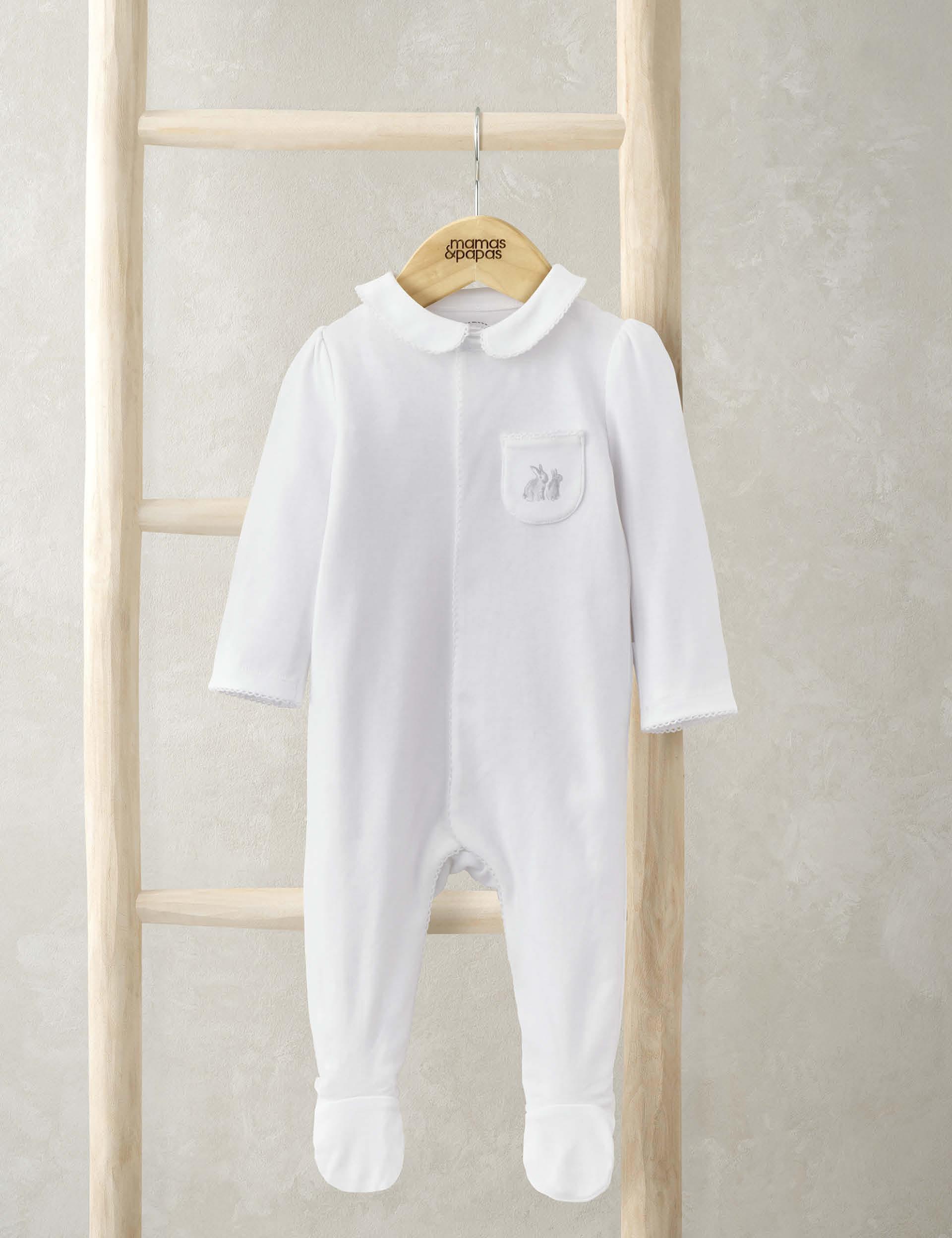 Pure Cotton Rabbit Collared Sleepsuit (0-6 Mths) | Mamas & Papas | M&S