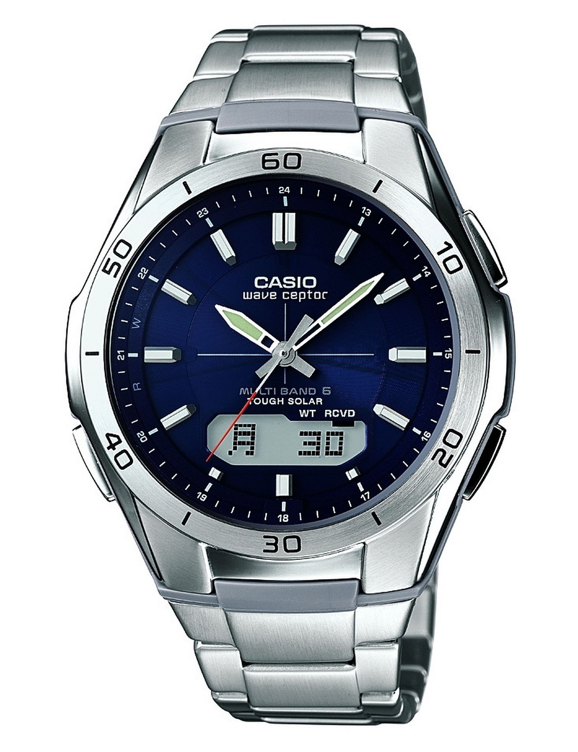 Casio Waveceptor Classic Combination Solar Silver Watch | Casio | M&S