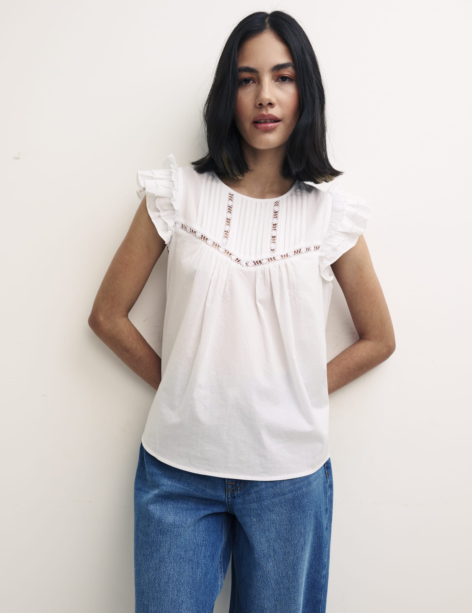 Organic Cotton Relaxed Lace Insert Cami Top | Nobody's Child | M&S IE