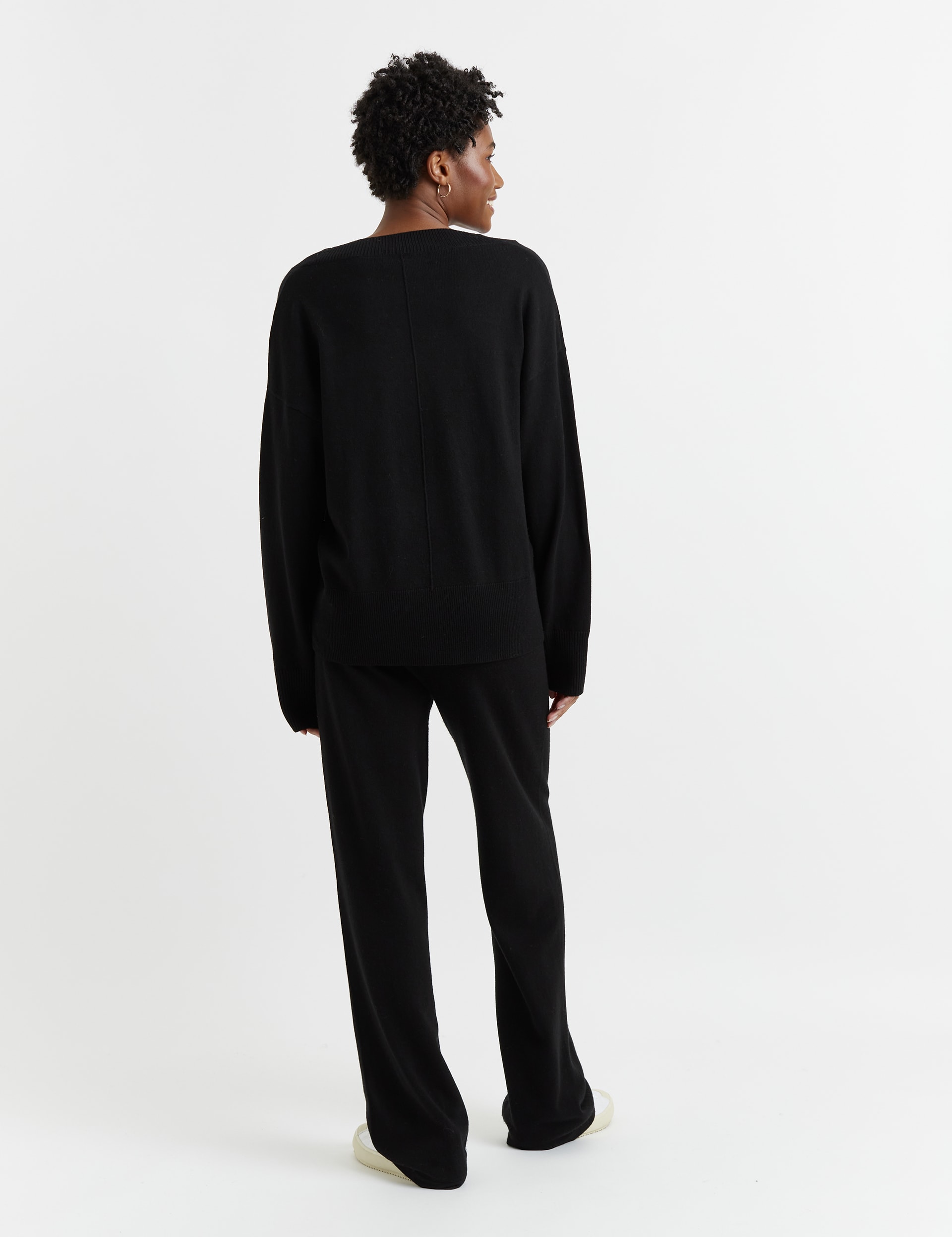 Wool Rich Wide Leg Relaxed Joggers with Cashmere | Chinti & Parker | M&S