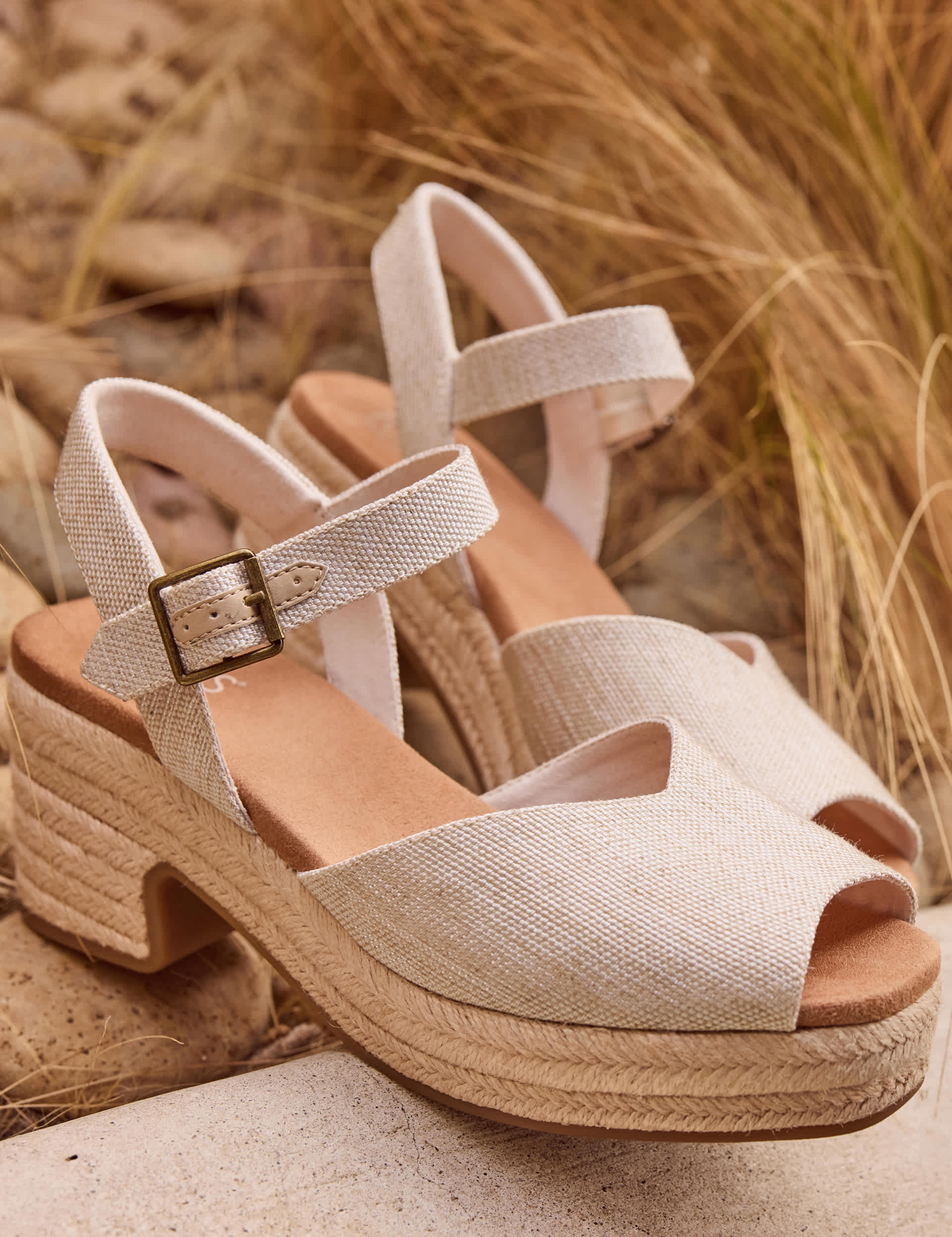 Ankle Strap Block Heel Peep Toe Sandals | TOMS | M&S