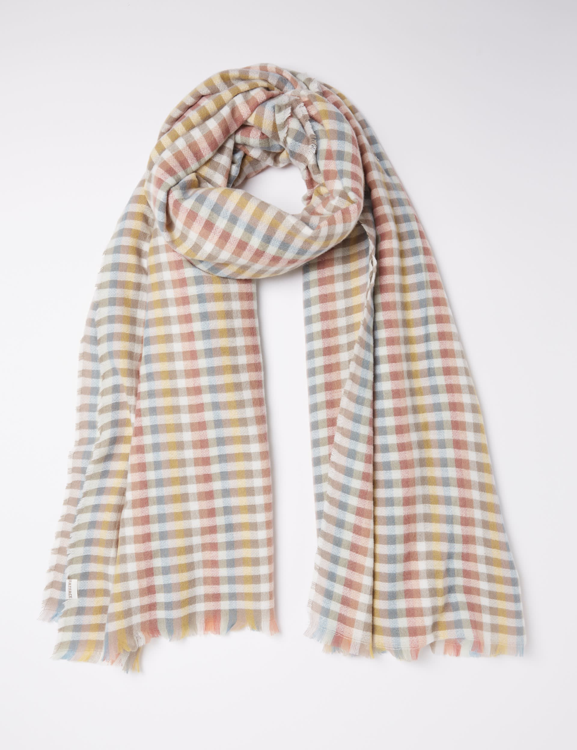 Woven Checked Fringed Scarf | FatFace | M&S