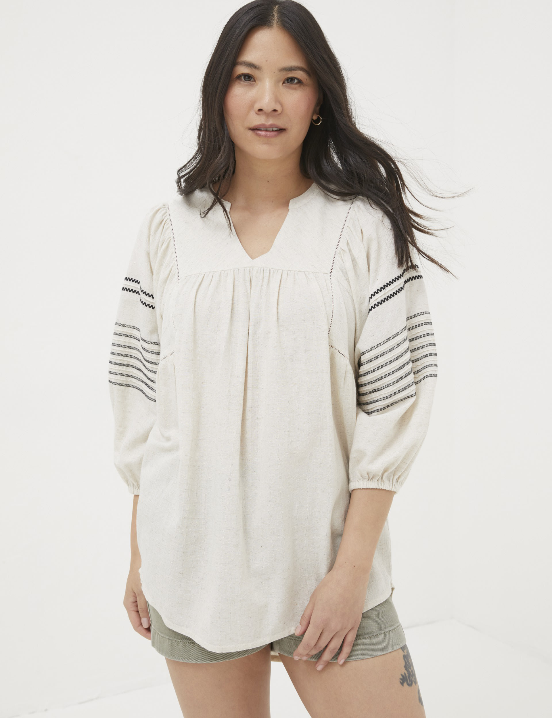 Cotton Blend Embroidered Tunic with Linen | FatFace | M&S