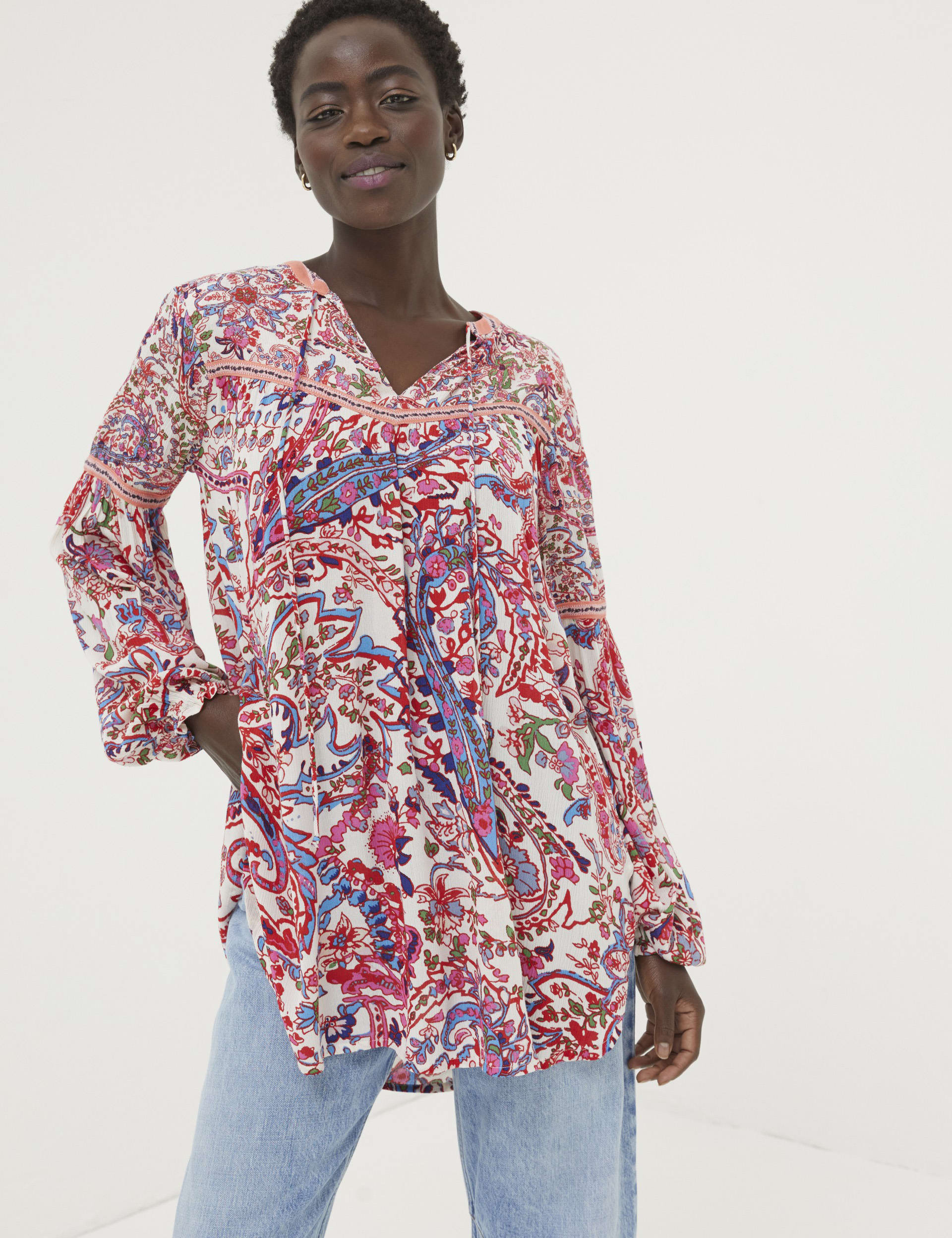 Paisley Tie Neck Tunic | FatFace | M&S