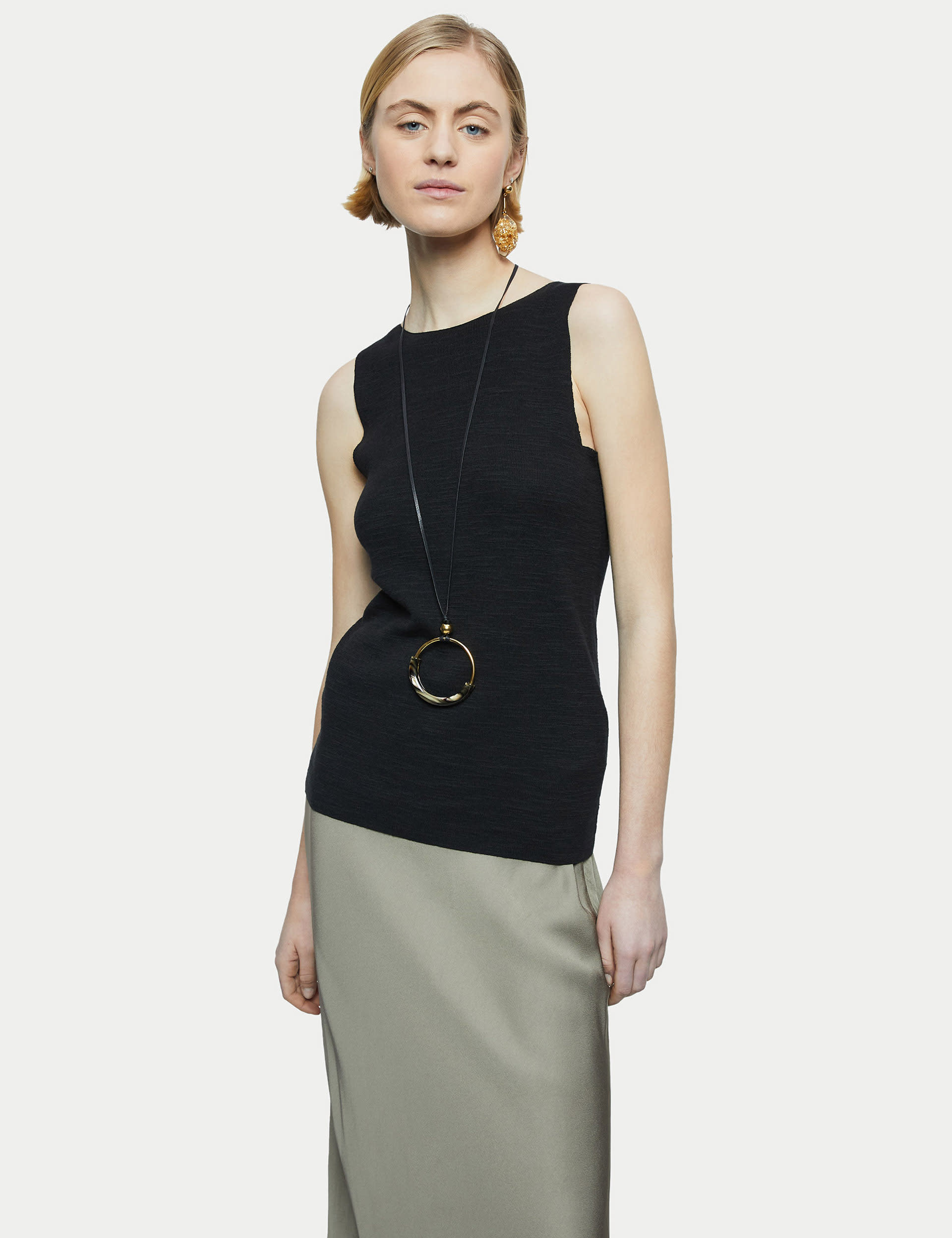 Linen Rich Slash Neck Sleeveless Vest Top | Jigsaw | M&S