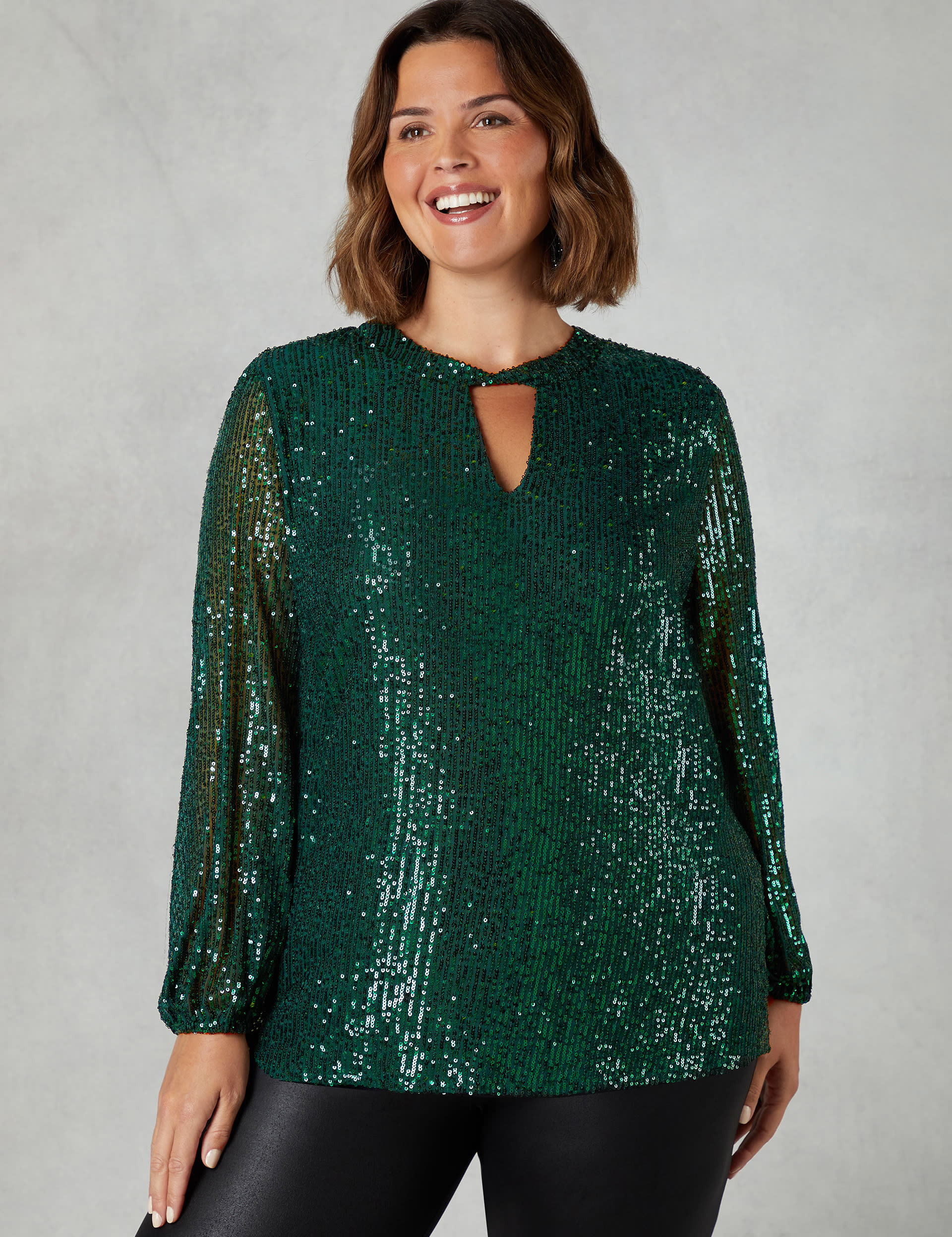 Sequin Twist Front Relaxed Blouse | Live Unlimited London | M&S