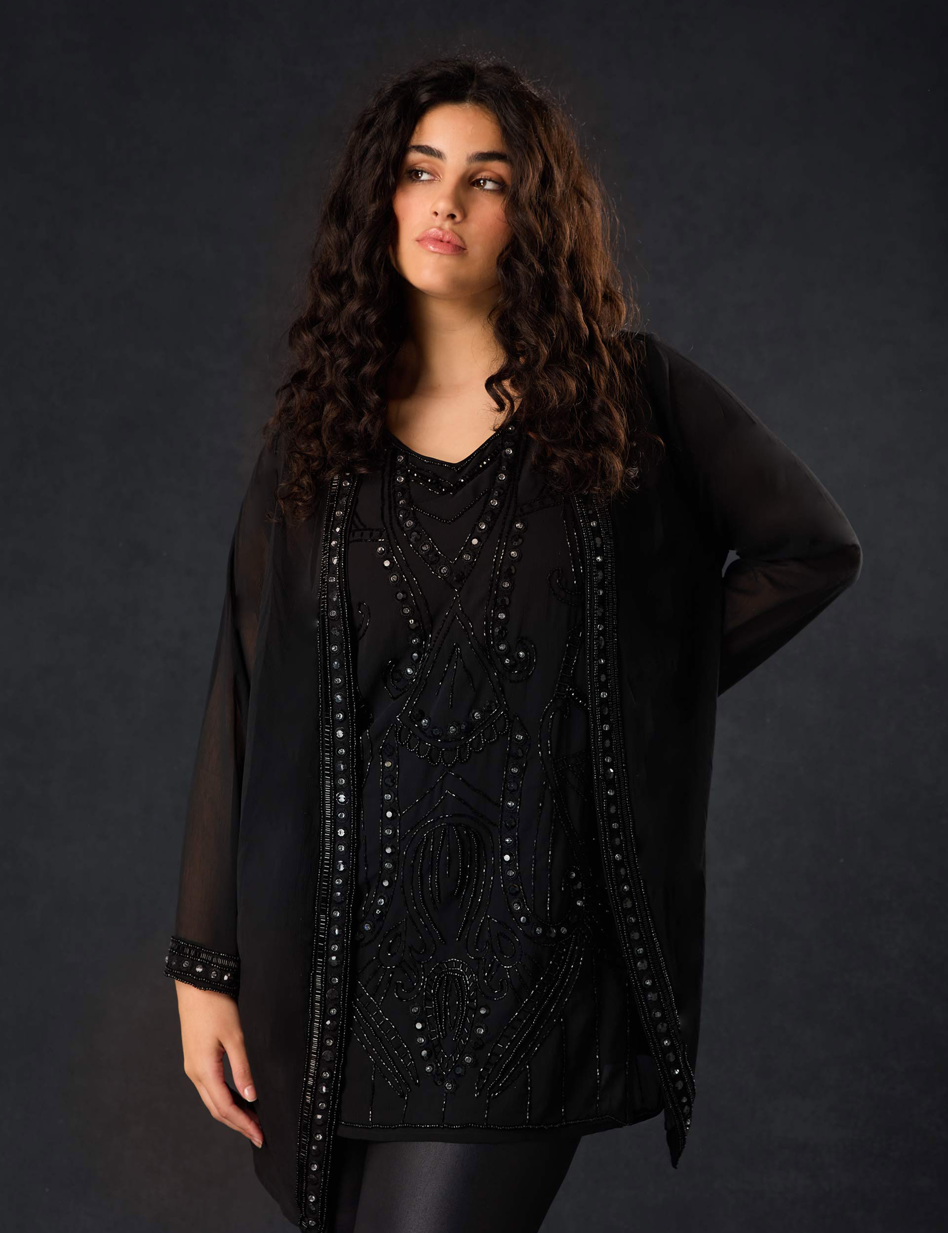 Embellished V-Neck Relaxed Tunic | Live Unlimited London | M&S