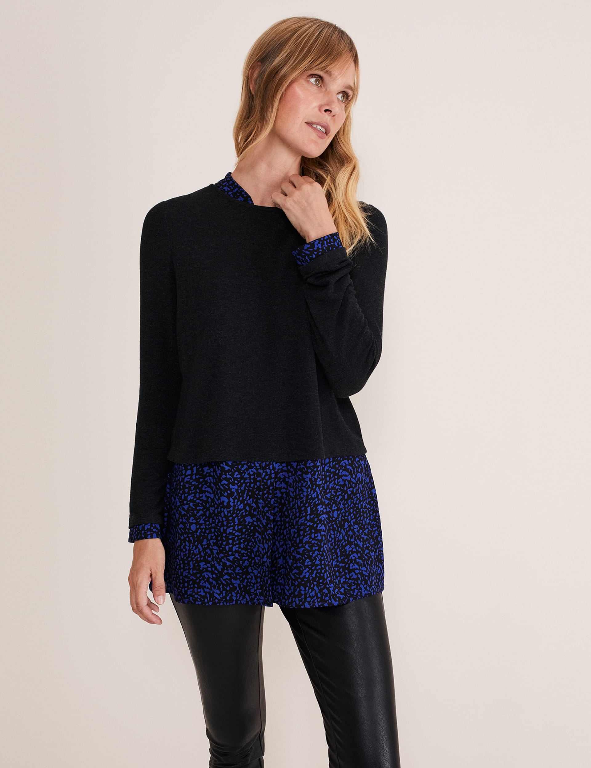 Printed Crew Neck Long Sleeve Longline Top | Phase Eight | M&S