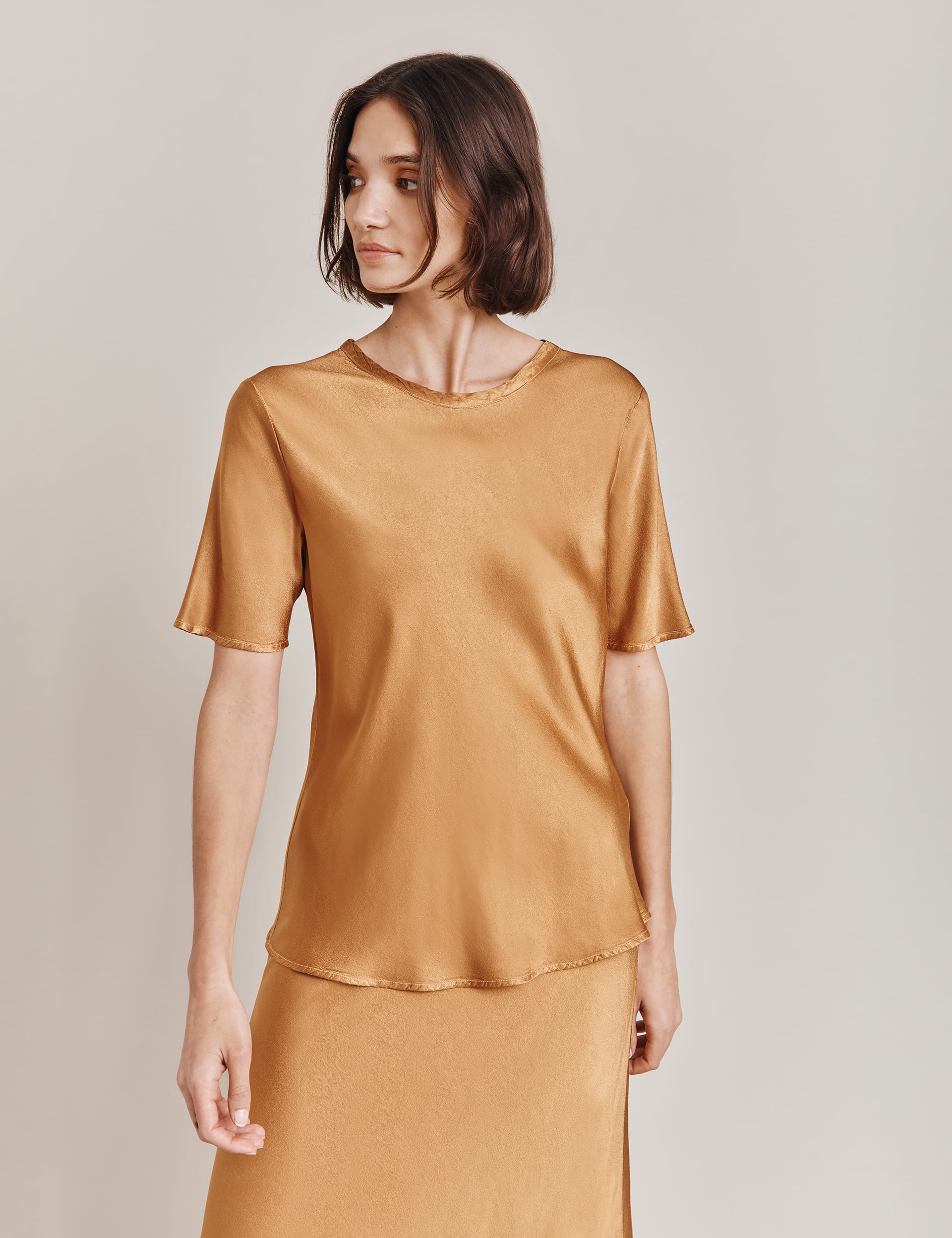 Satin Short Sleeve Top | Ghost | M&S