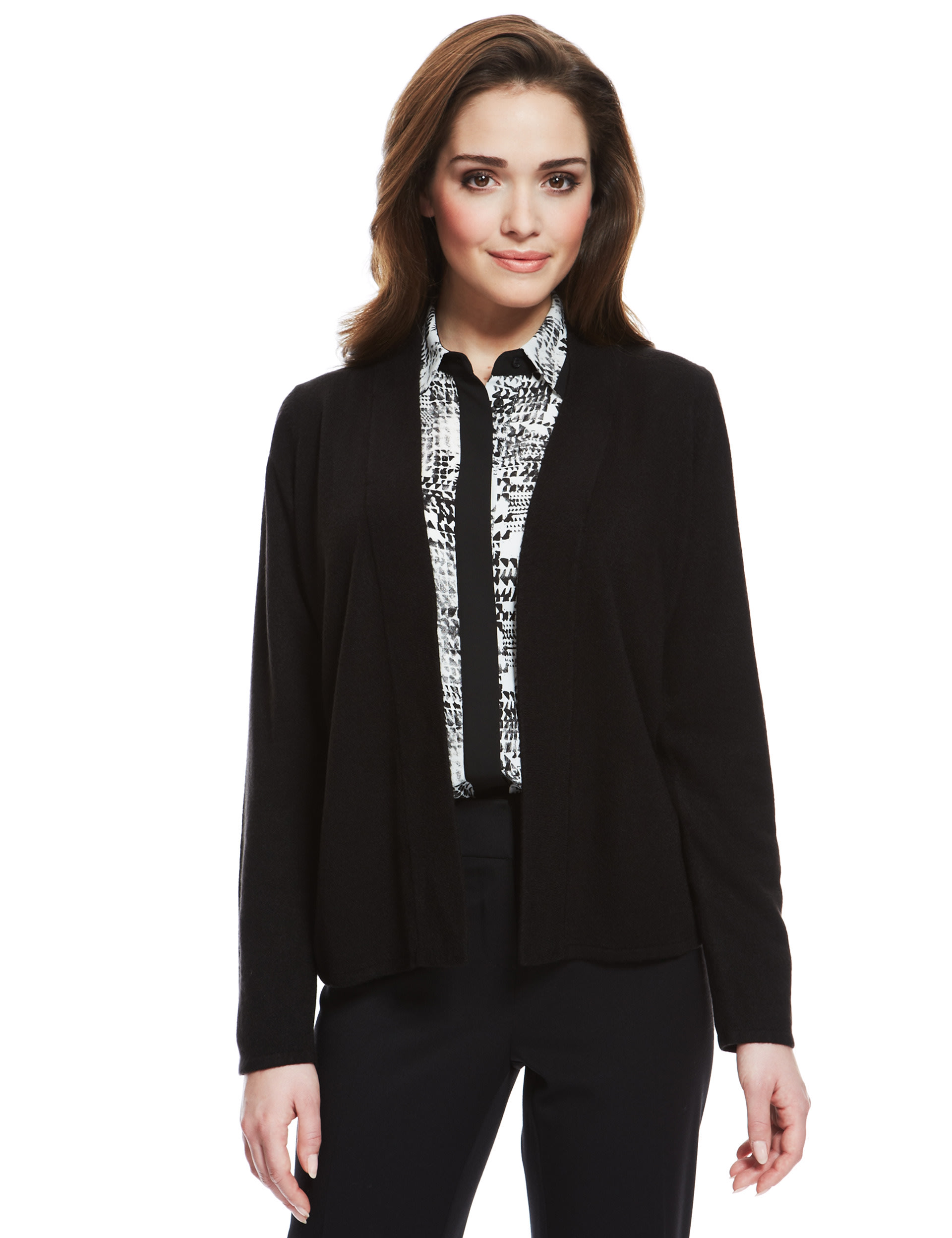 PETITE Cashmilon™ Open Front Peplum Cardigan | M&S Collection | M&S
