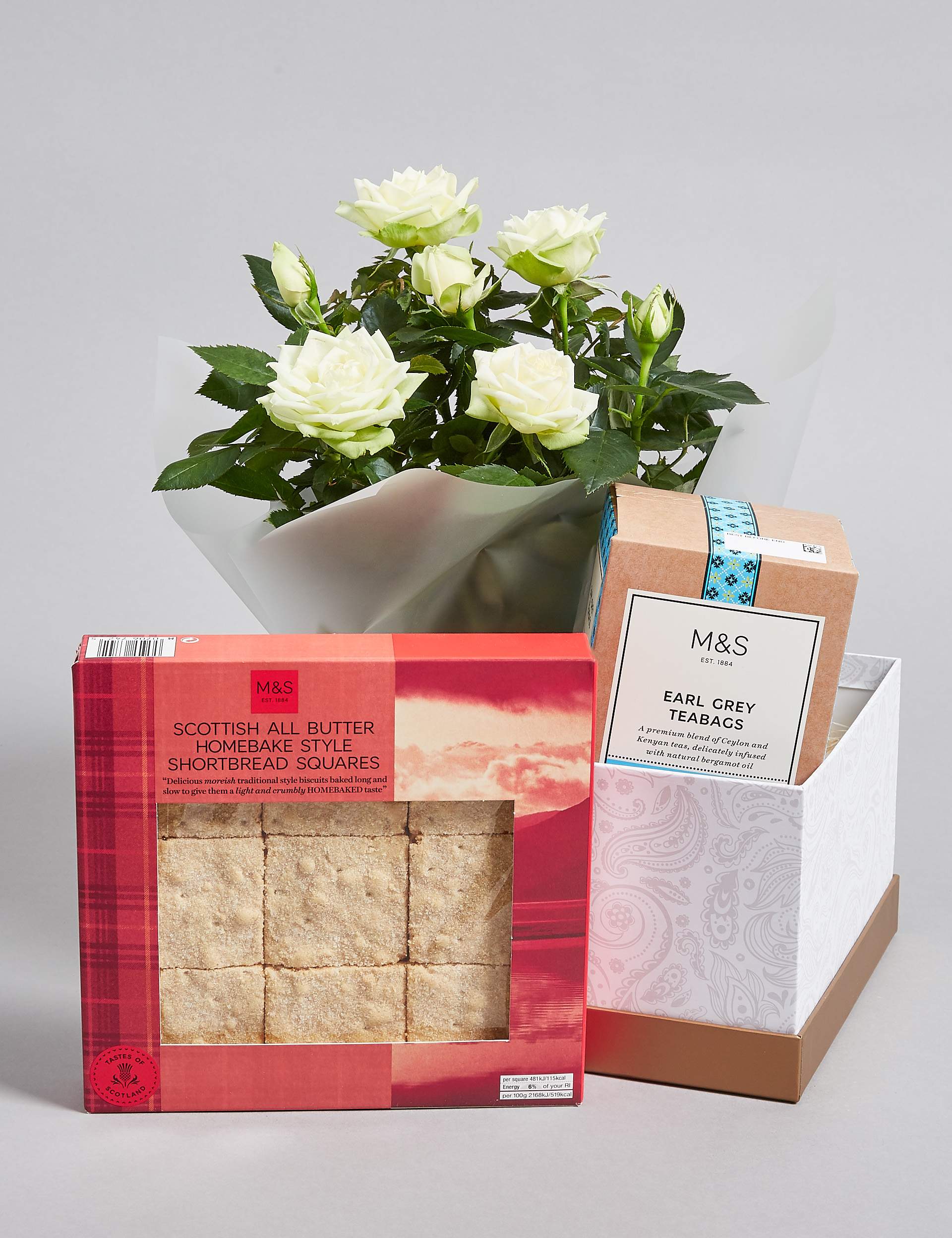 Classic Tea, Shortbread & Rose Plant Hamper | M&S
