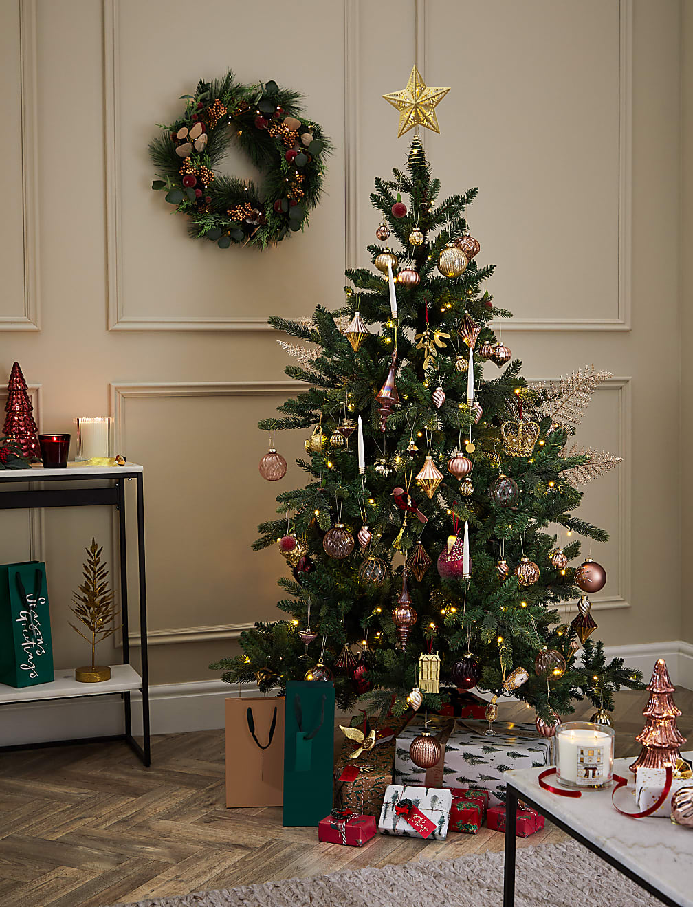 Buy Gold Wire Leaf Tree Decoration at Marks & Spencer