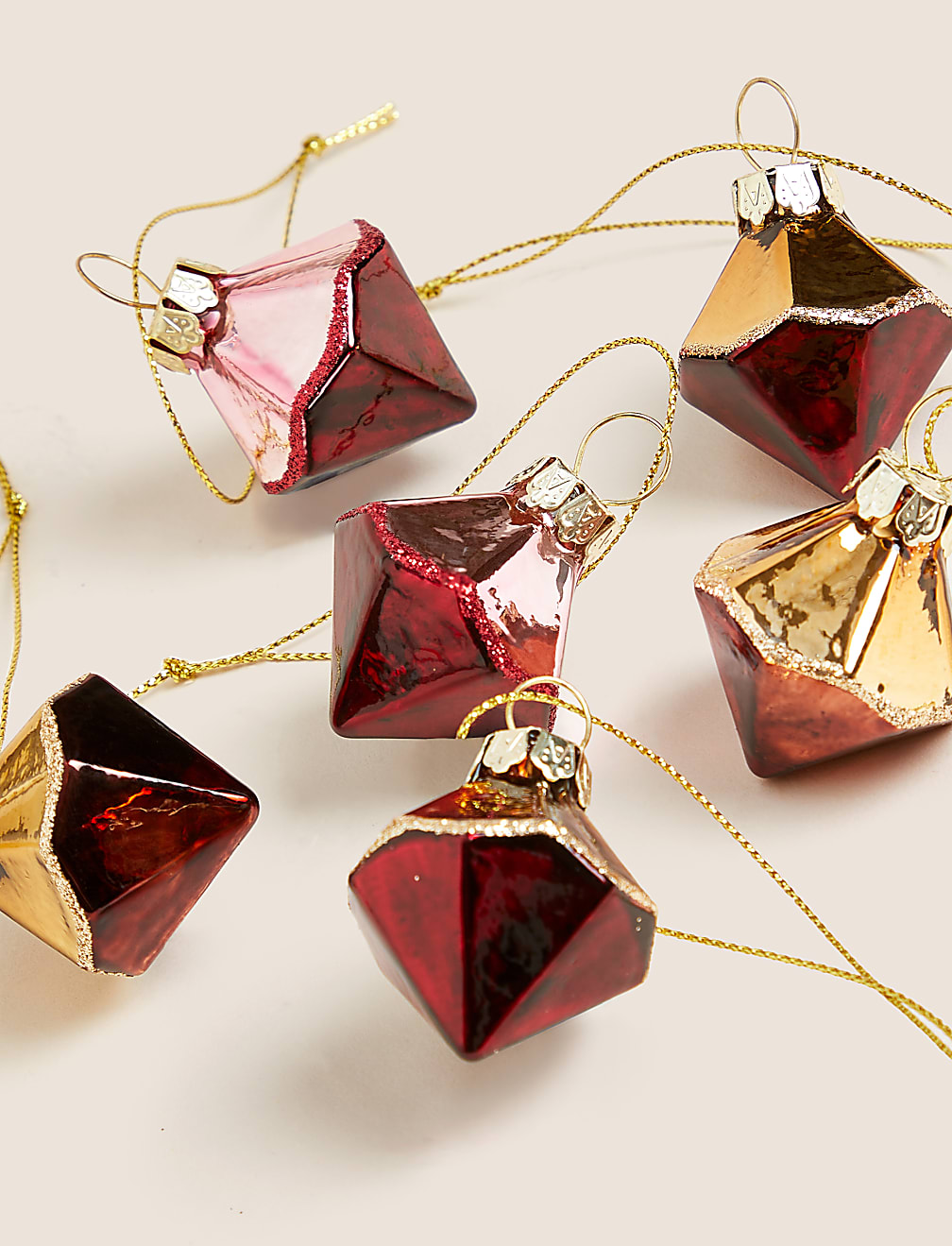 Buy 6pk Glass Mini Diamond Hanging Decorations at Marks & Spencer