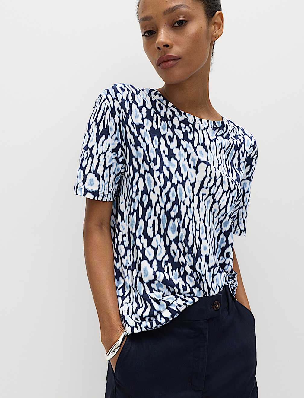 Buy Cotton Modal Blend Printed T-Shirt at Marks & Spencer
