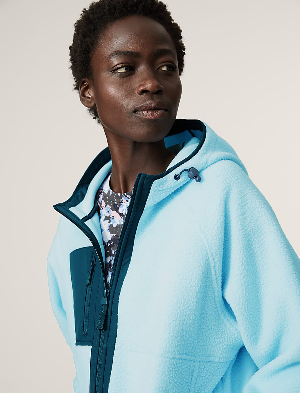 Buy Borg Zip Up Hooded Fleece Jacket at Marks & Spencer