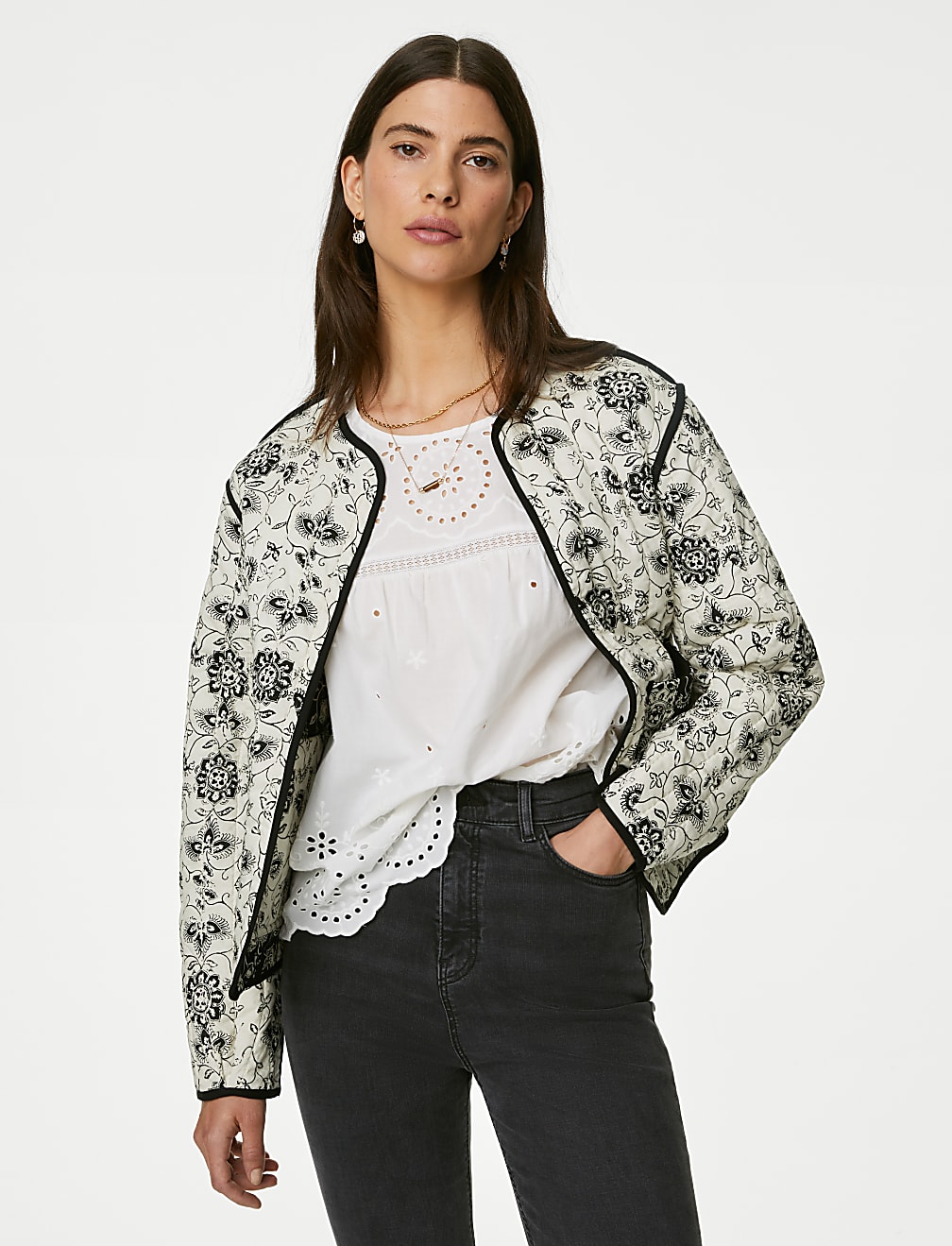 Pure Cotton Printed Quilted Jacket